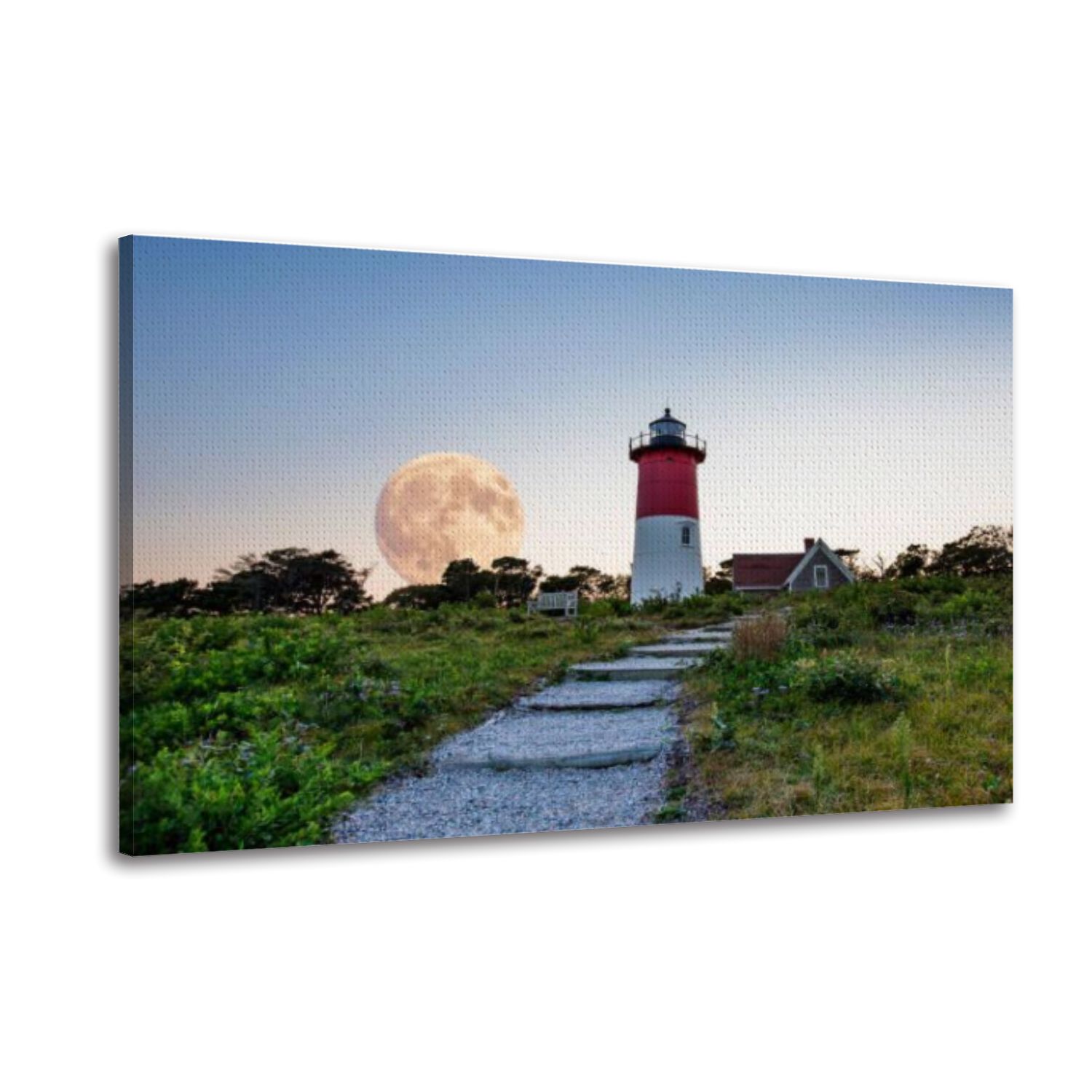 Canvas Wall Art nauset lighthouse moonrise lighthouse pictures royalty ...