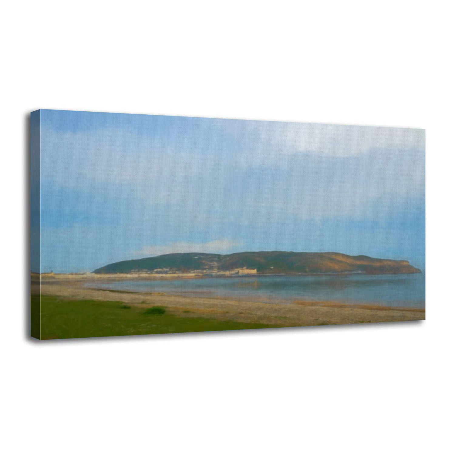 Canvas Wall Art oil painting Great Orme Llandudno seafront beach Wales ...
