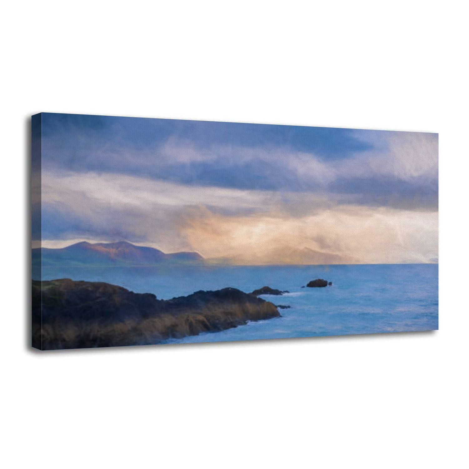 Canvas Wall Art painting view llyn peninsula from Ynys Llanddwyn ...
