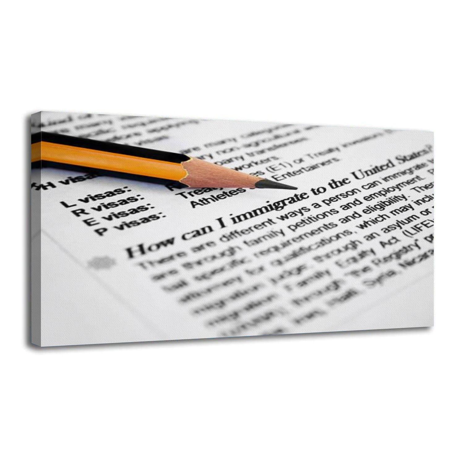 Canvas Wall Art paper immigration pencil Wall Decor for Living Room ...