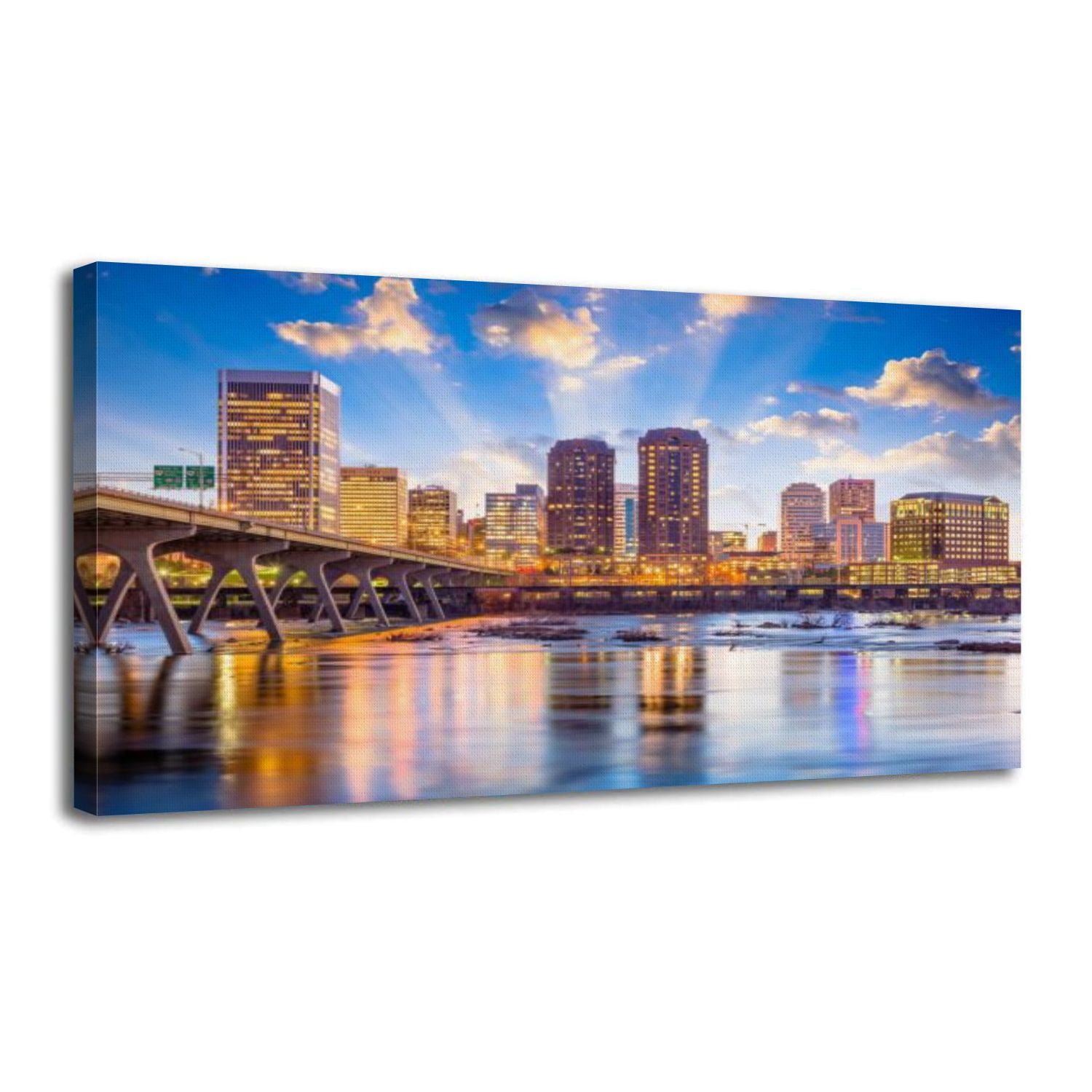 Canvas Wall Art richmond virginia skyline water city pictures royalty ...