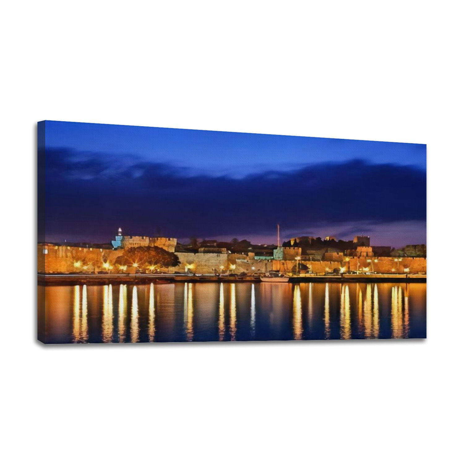 Canvas Wall Art seaside walls Medieval town Rhodes Wall Decor for ...