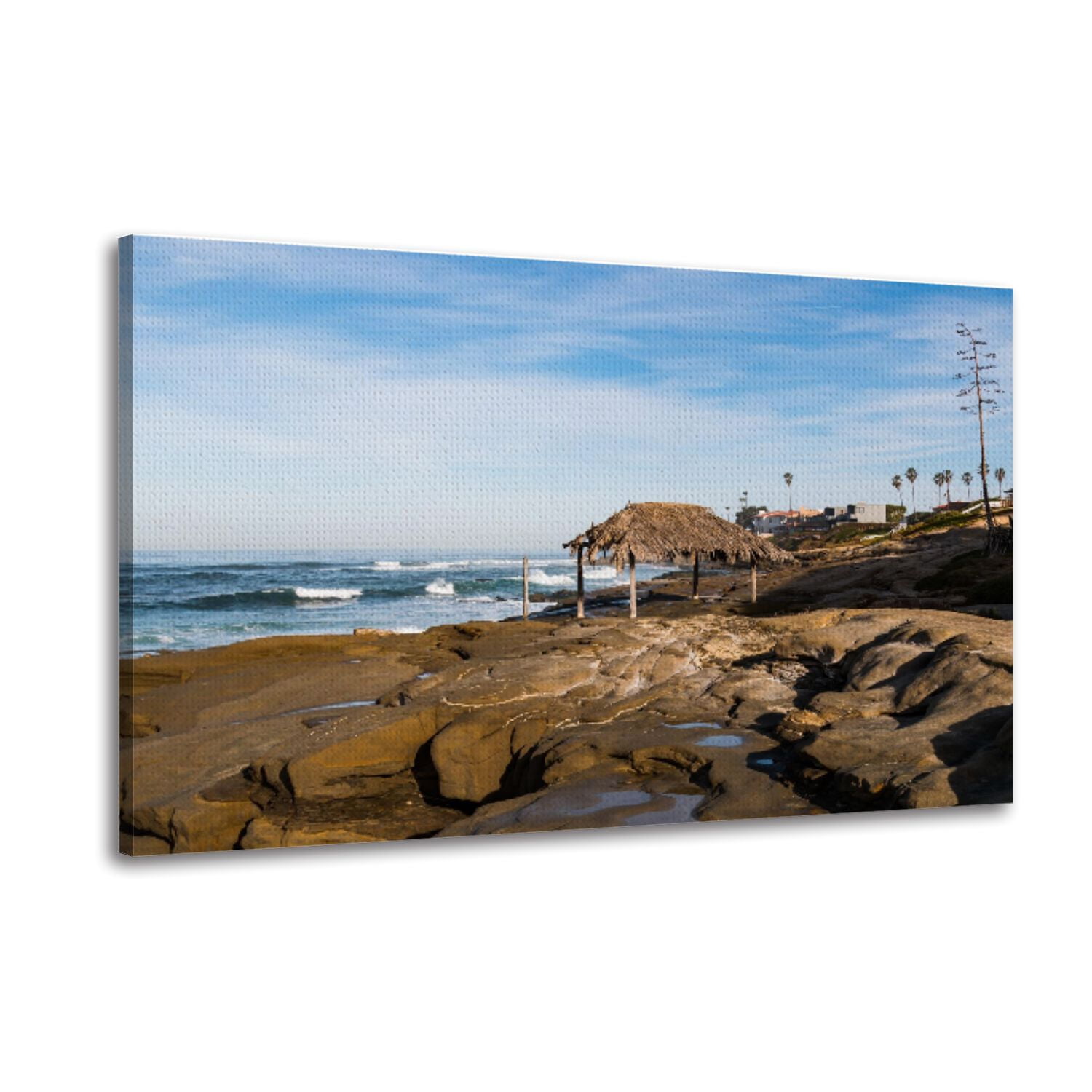 Canvas Wall Art thatched surfer shack built rock formations windansea ...