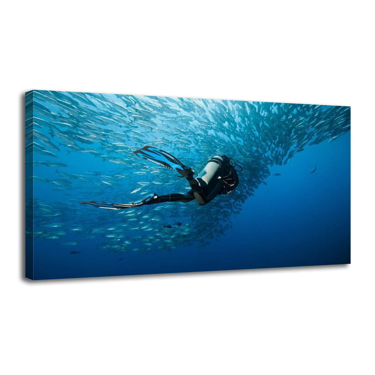 Canvas Wall Art trevally diver scuba diving pictures royalty free ...