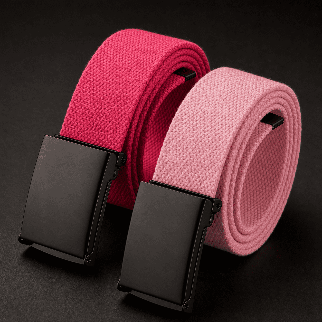 Canvas Web Belt 2 Pack Hot Pink/Light Pink Cut-to-Fit Waist Up to 56 ...