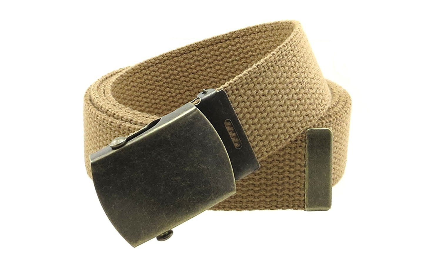 Canvas Web Belt Military Style with Antique Brass Buckle and Tip 50 ...