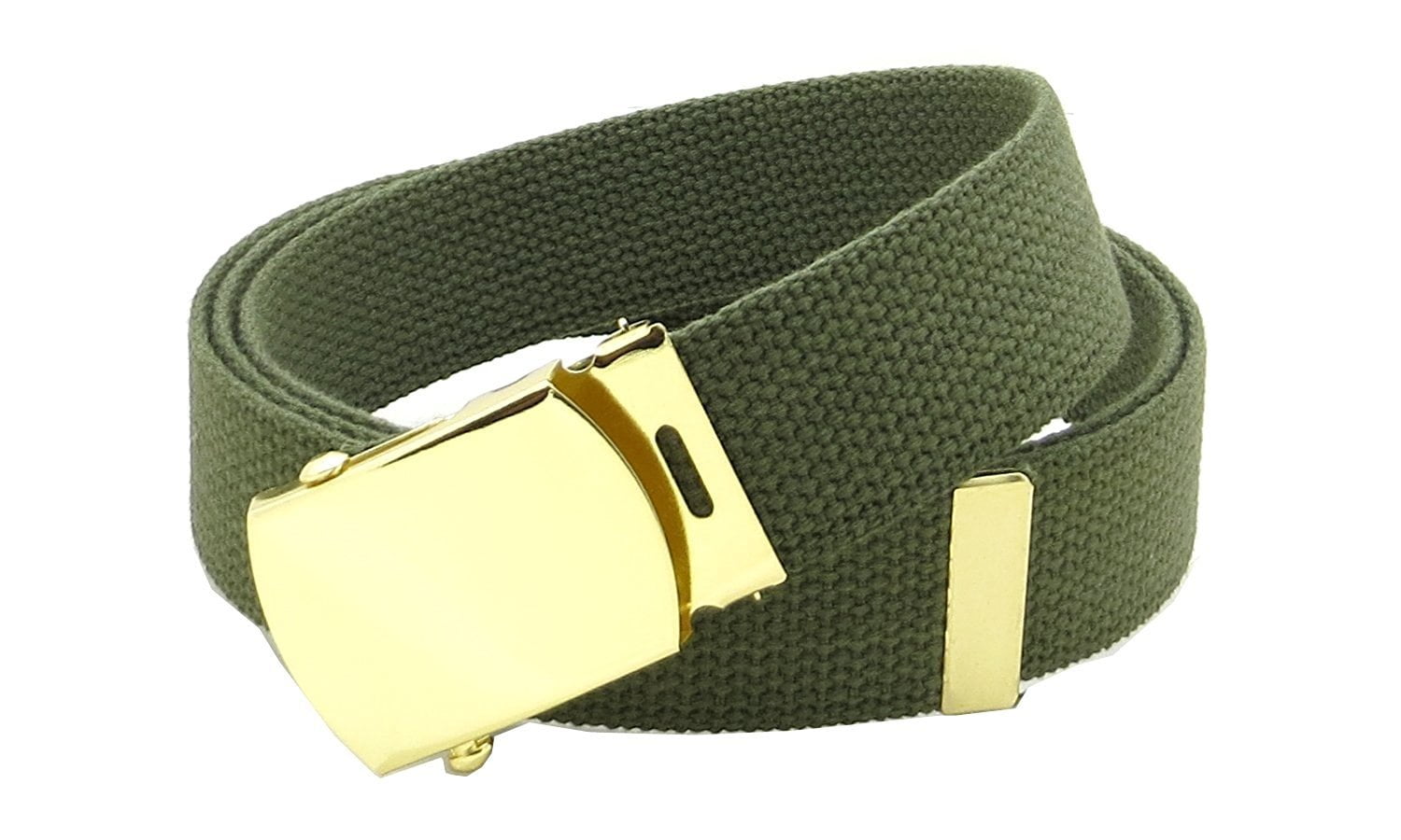 Canvas Web Belt Military Style with Brass Buckle and Tip 54" Long Many ...