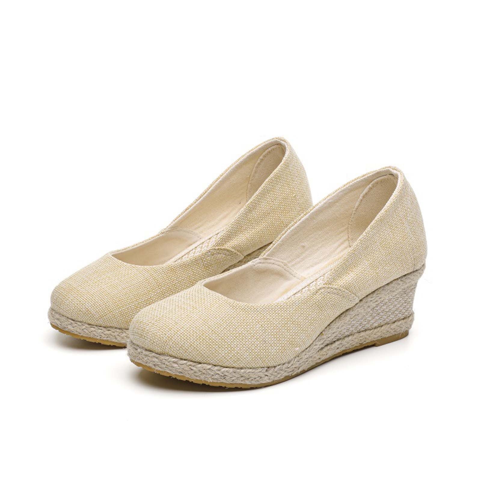 Canvas Wedges Closed Toe Wedges for Women Wide Width Wedge Espadrilles ...