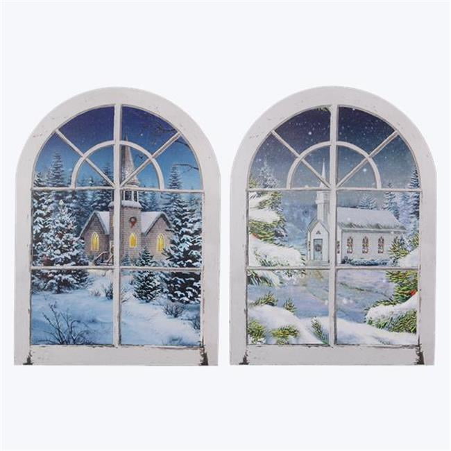 Canvas Window Shaped Winter Light Up Wall Art with Timer, Assorted ...