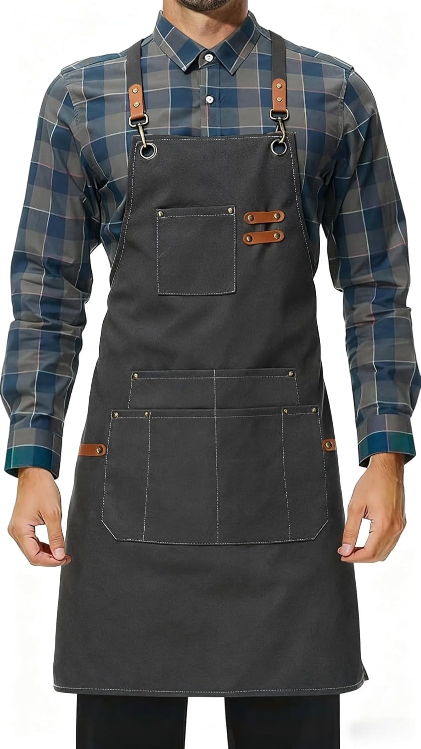 Canvas Work Apron,Cross Back Aprons for Men,Women,Cooking,Carpenter ...