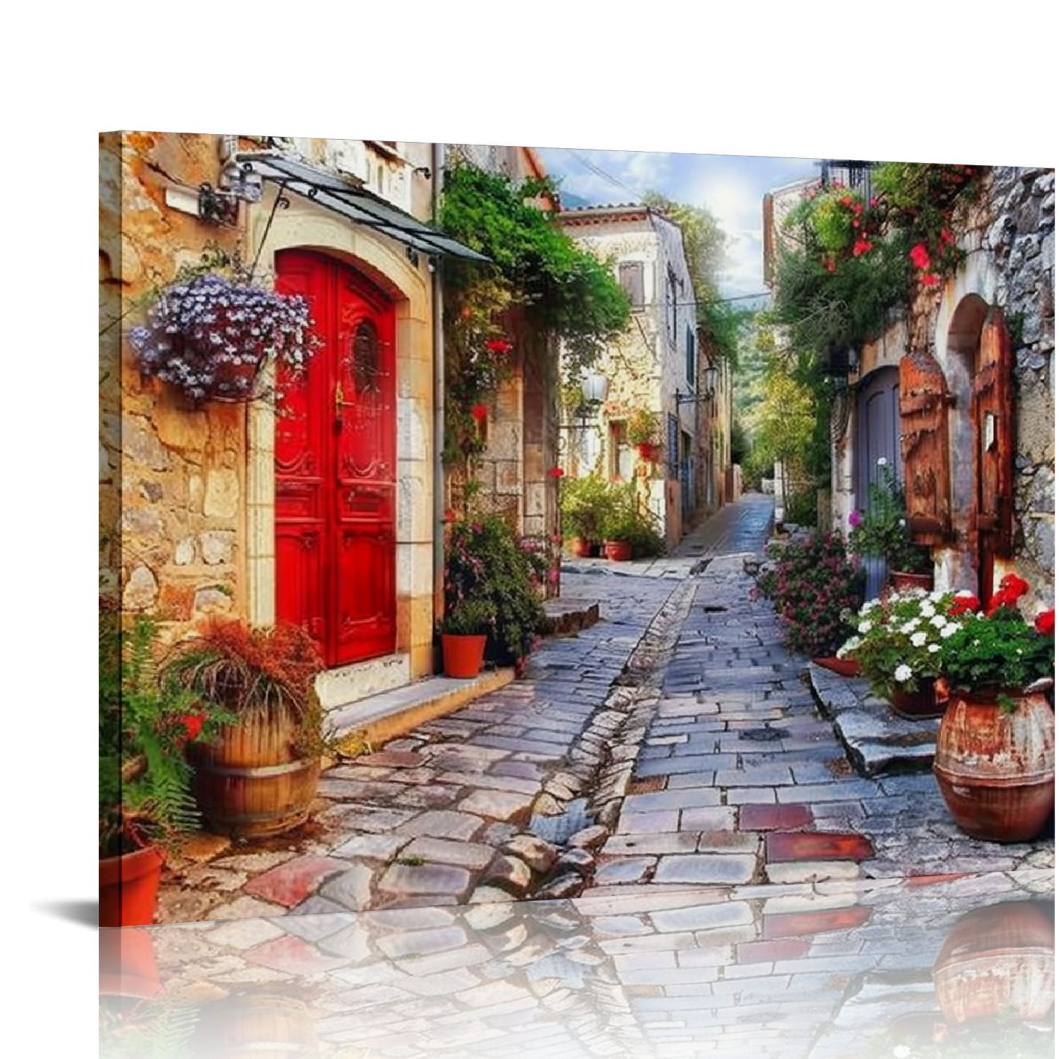 Canvas wall art printmaking of ancient French countryside houses and ...
