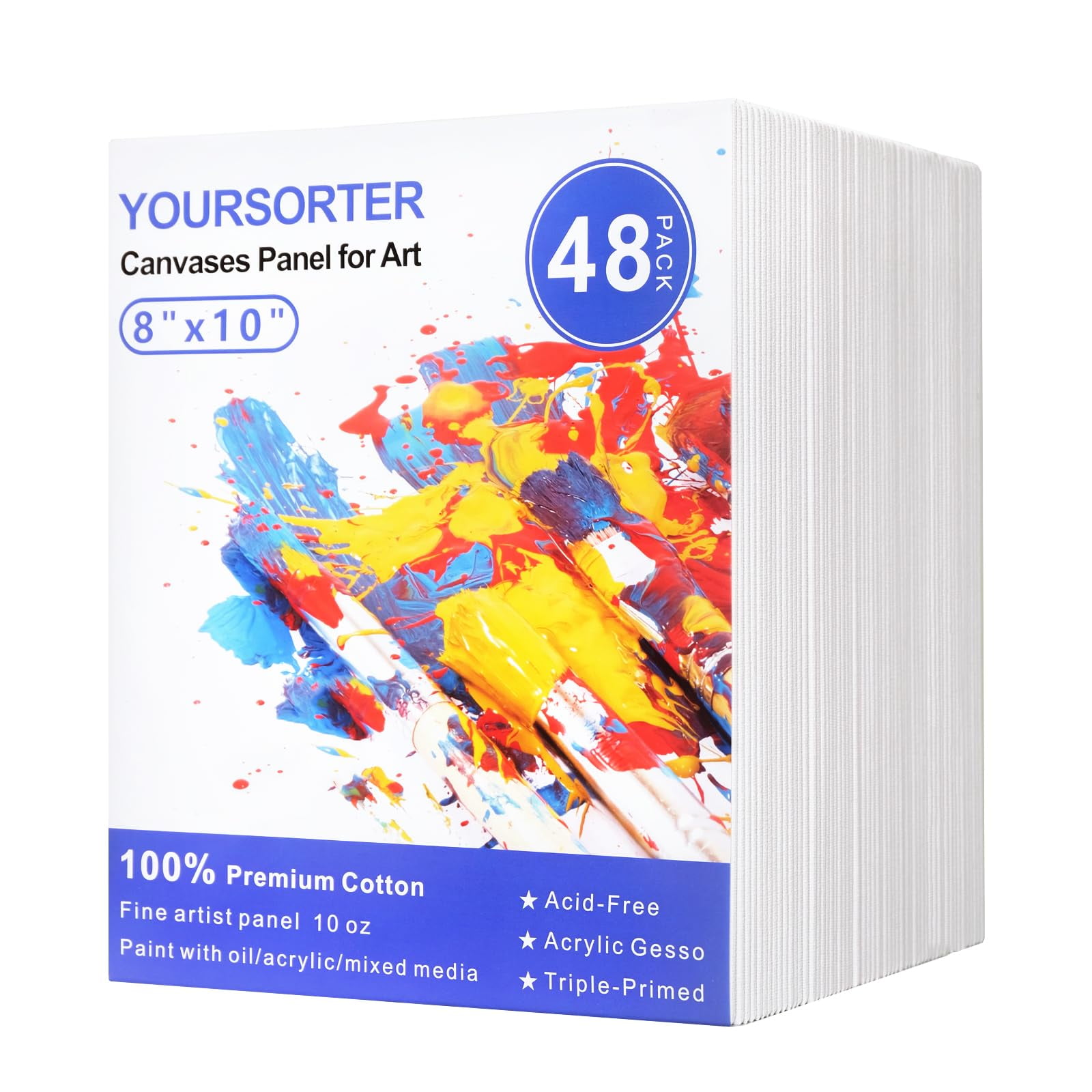 Canvases for Painting 48 Pack, 8x10 inch Blank Canvas Boards, Primed ...