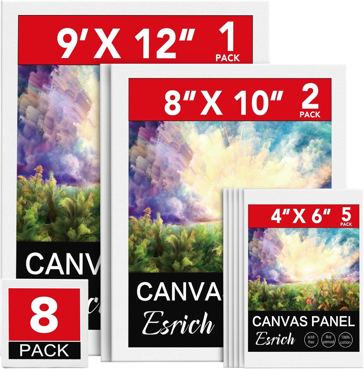 Canvases for Painting 8Pack Painting Canvas with 9x12,8x10,4x6,Canvas ...