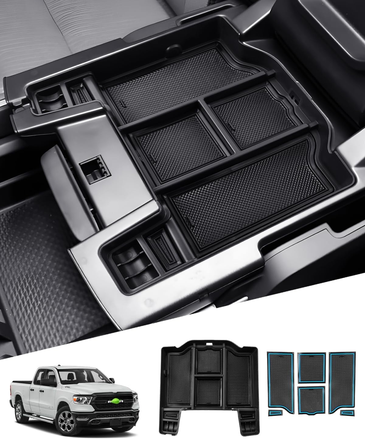 Canvcle Center Console Organizer for 2019-2025 Dodge RAM 1500 2500 3500 ...