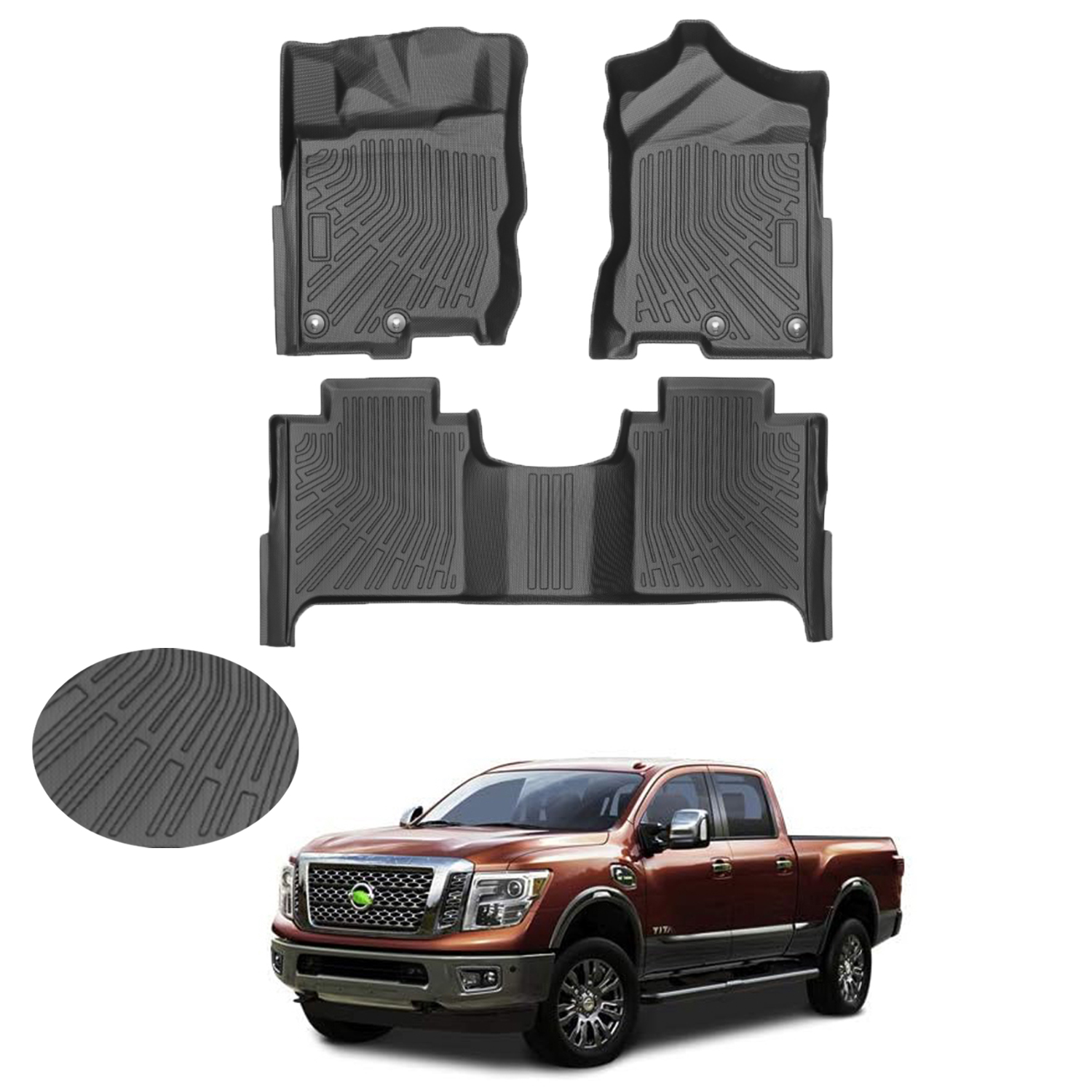 Canvcle Custom Fit Floor Mats for 2017-2024 Nissan Titan / 2016-2024 ...