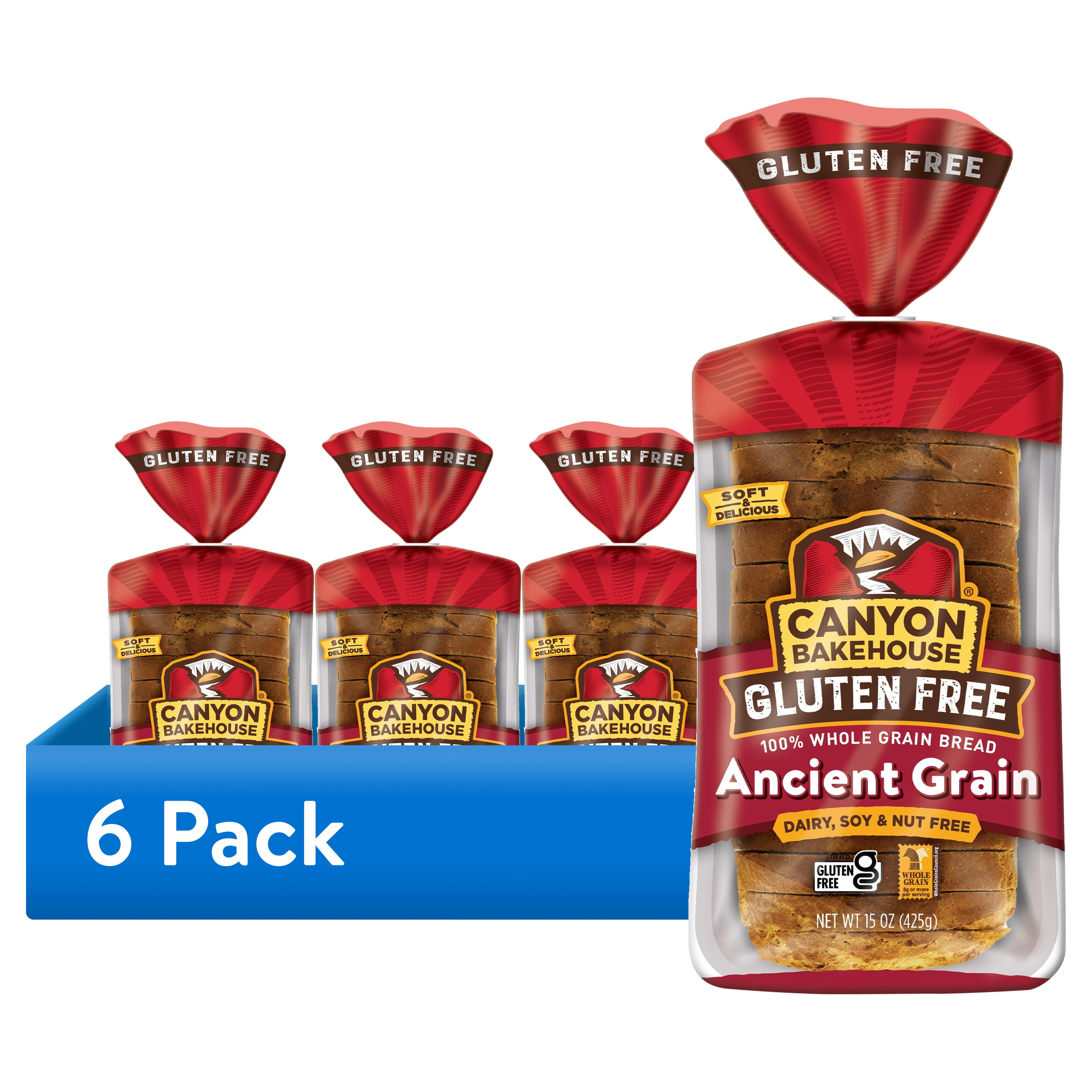 (6 pack) Canyon Bakehouse Ancient Grain Gluten Free Bread, 100% Whole ...