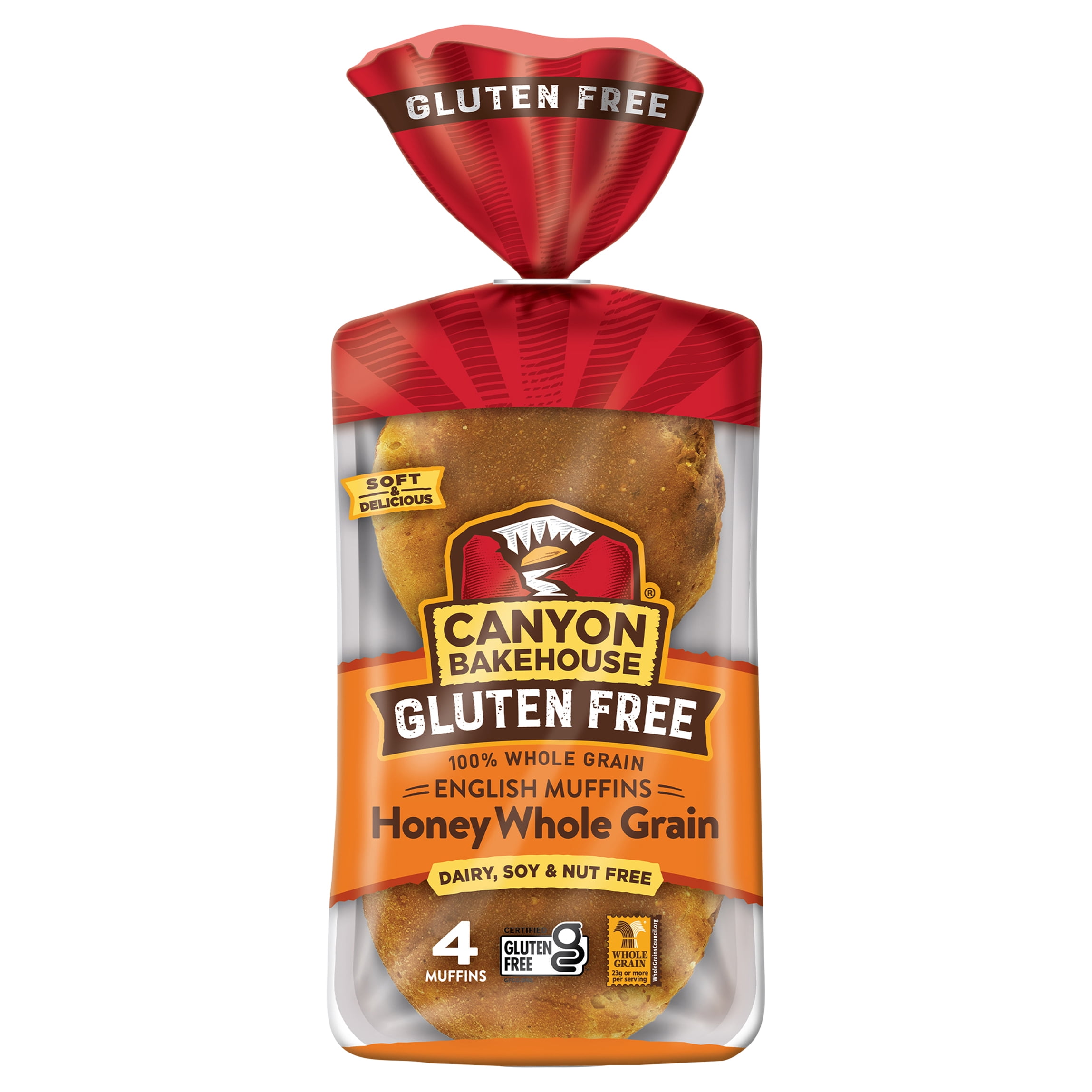 Canyon Bakehouse, English Muffins, Honey Whole Grain, Gluten Free 4ct ...