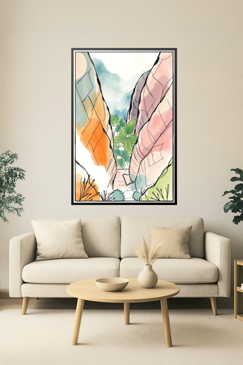 Canyon Breeze – Abstract Nature Landscape Art Poster 【Rolled Canvas ...