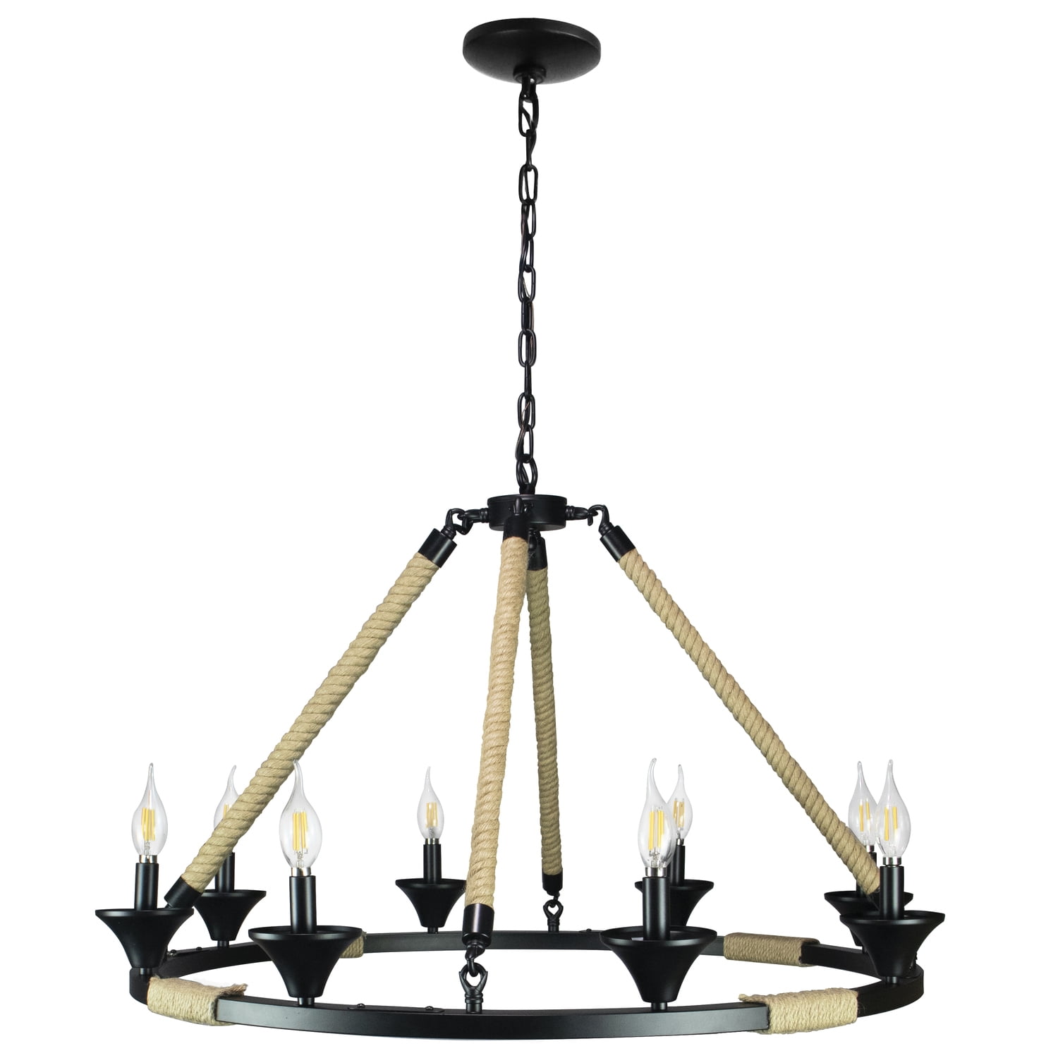 Hinnes Gothic Wagon Wheel Light Fixture with 8 Bulb Overhead Lighting ...