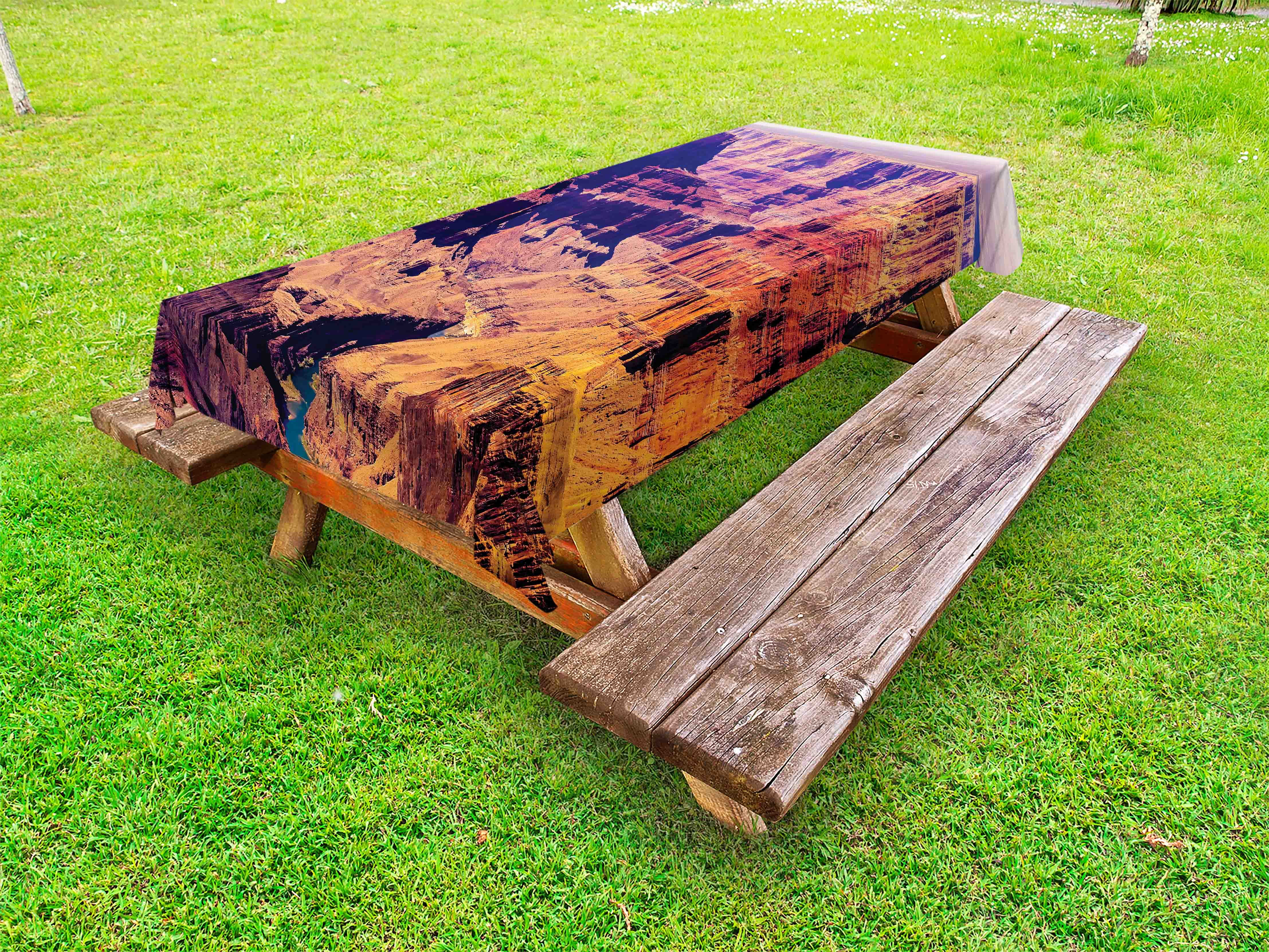 Canyon Outdoor Tablecloth, Grand Canyon in Arizona with Base Elevations ...