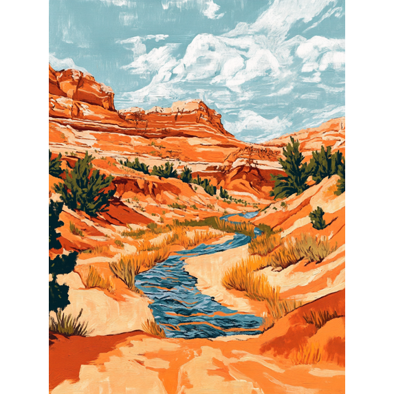 Canyon River Landscape Canvas Wall Art， Perfect for Living Room ...