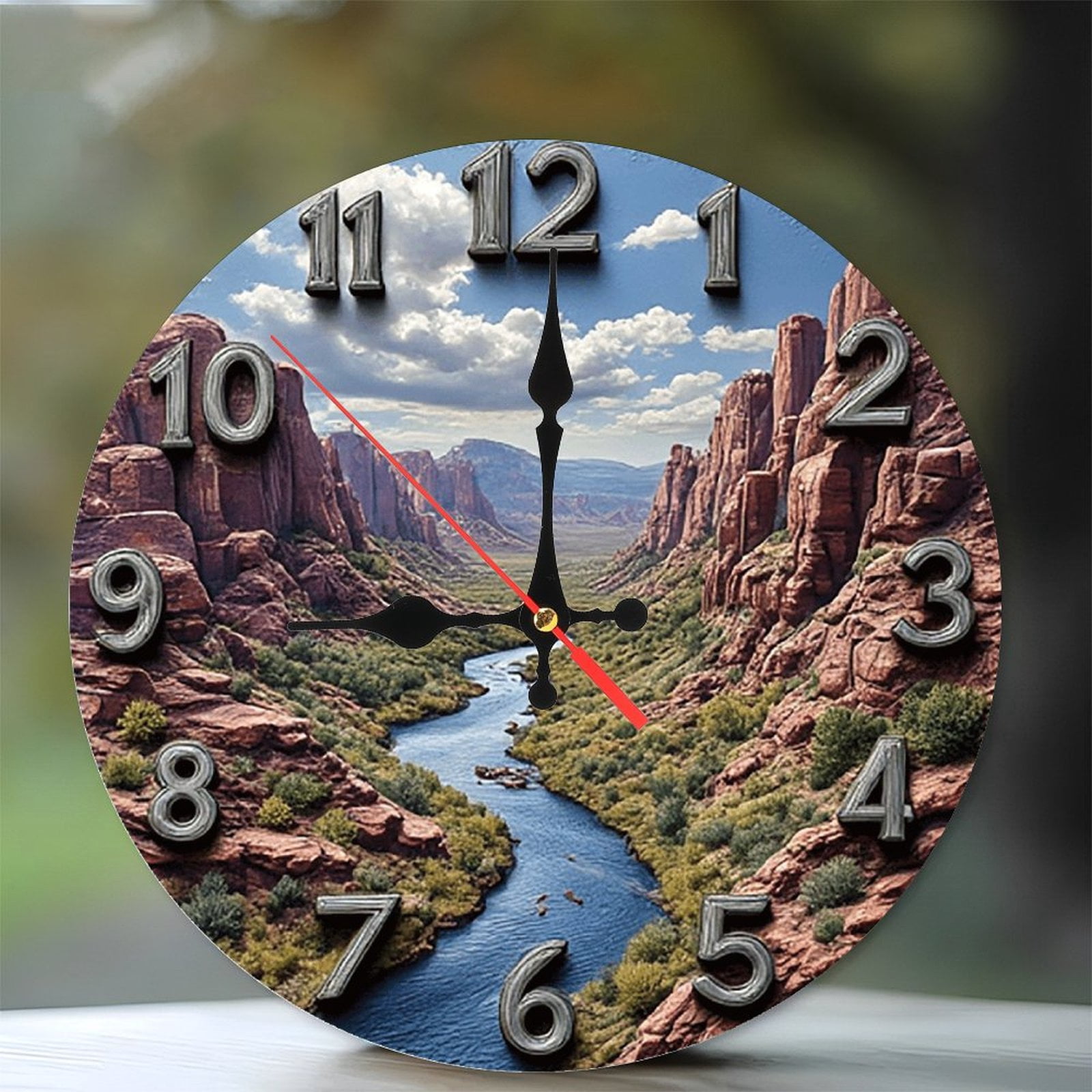 Canyon River Landscape Wall Clock 10-Inch Silent Wooden Wall Clock ...