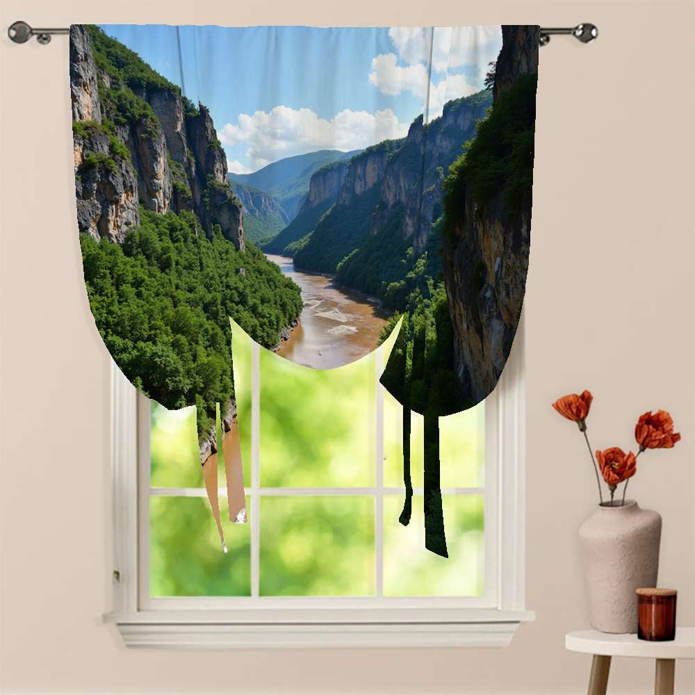 Canyon River Valley Scenic View Window Curtain for Living Room Roman ...