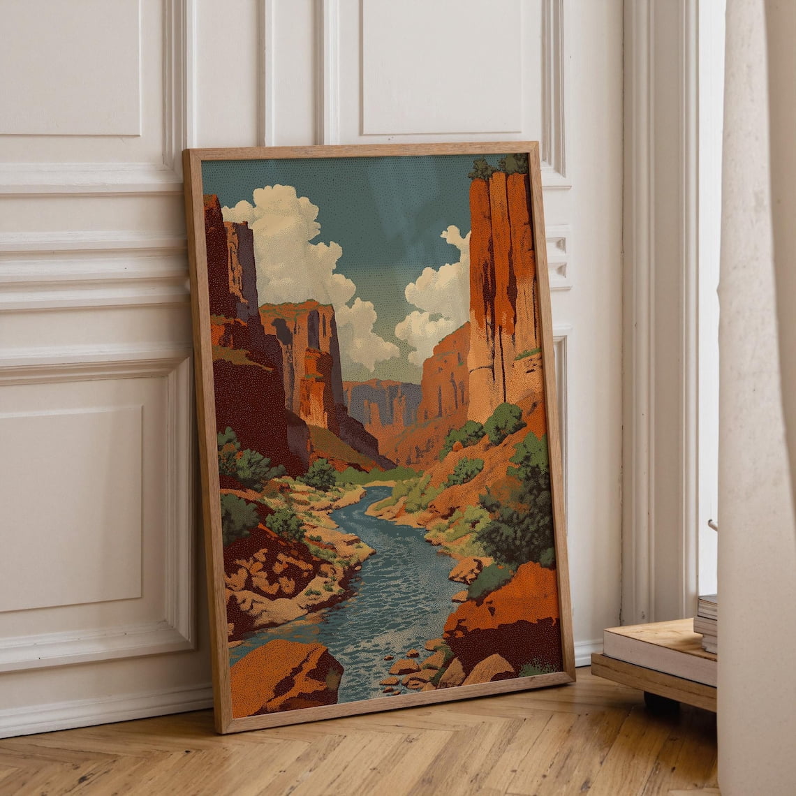 Canyon River Wall Art, Desert Landscape Poster, Vintage Travel Style ...