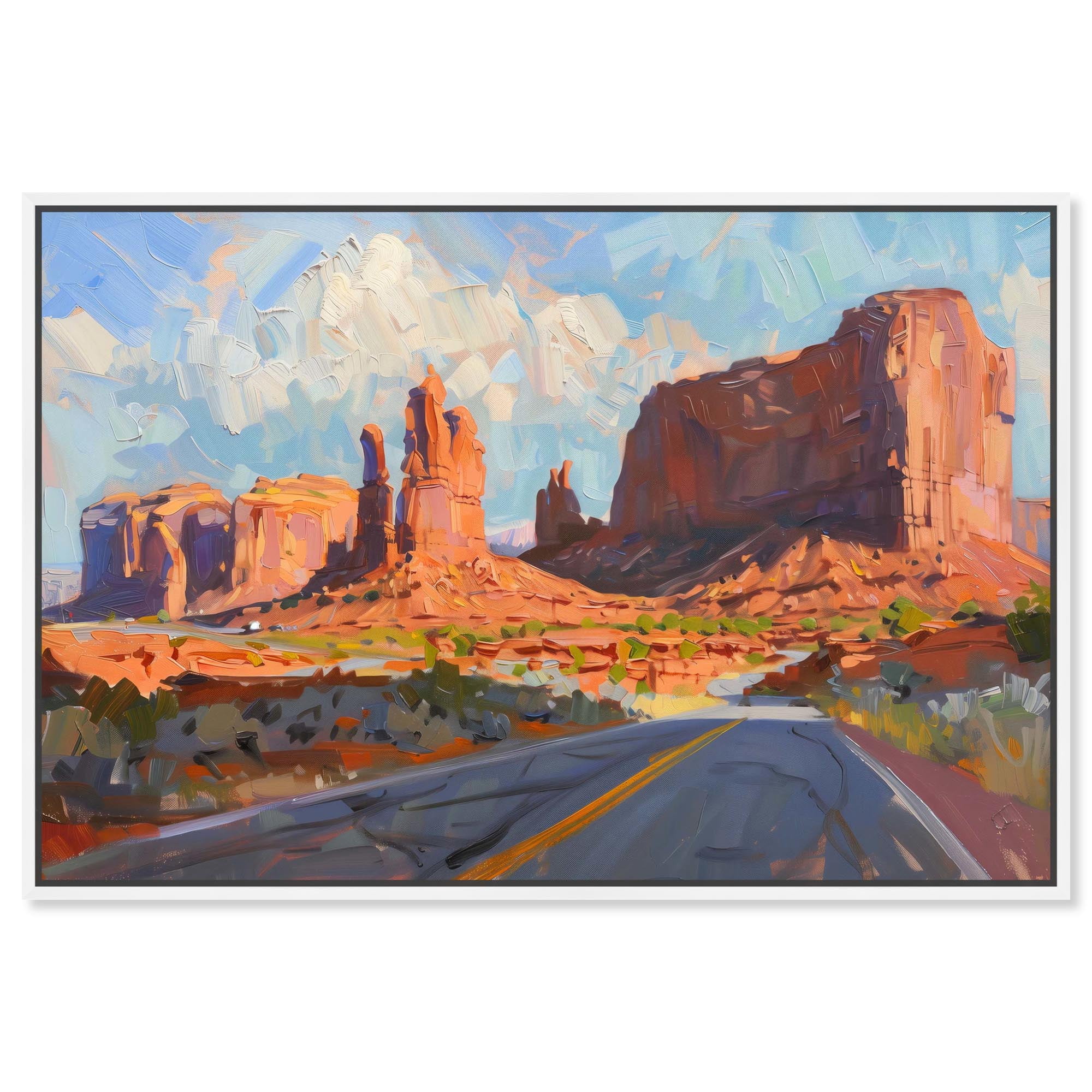 Canyon Roads Canvas Impressionism Art by Art Remedy, White Frame, 45" x ...