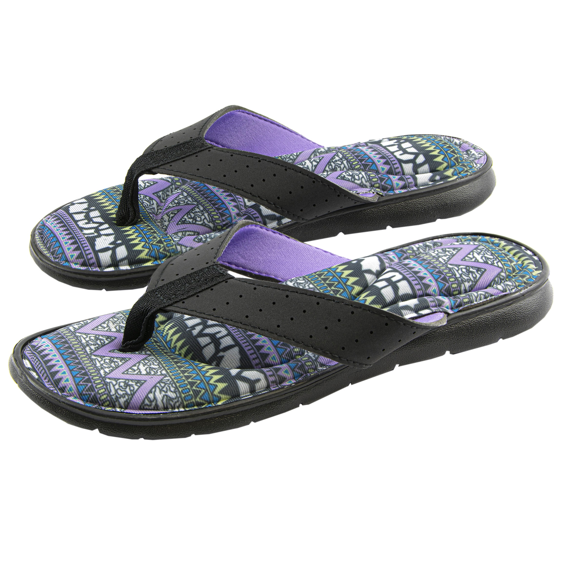 Canyon Sky Comfortable Women's Memory Foam Flip Flop Sandals, Aztec ...