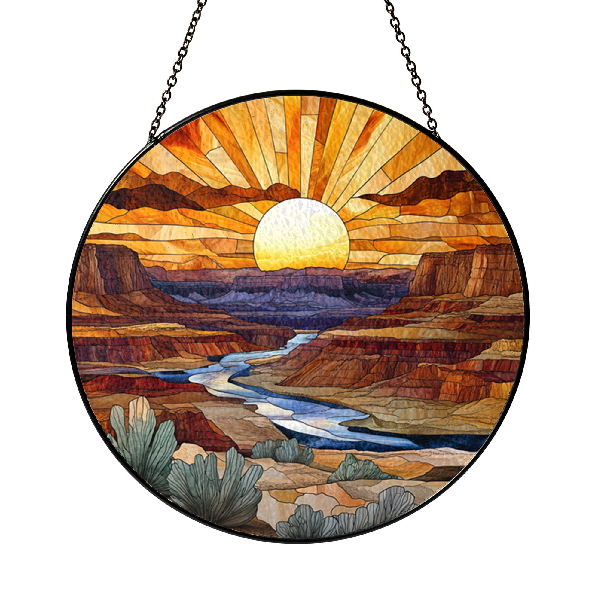 Canyon Sunset Desert Landscape Stained Glass Suncatcher – Window ...