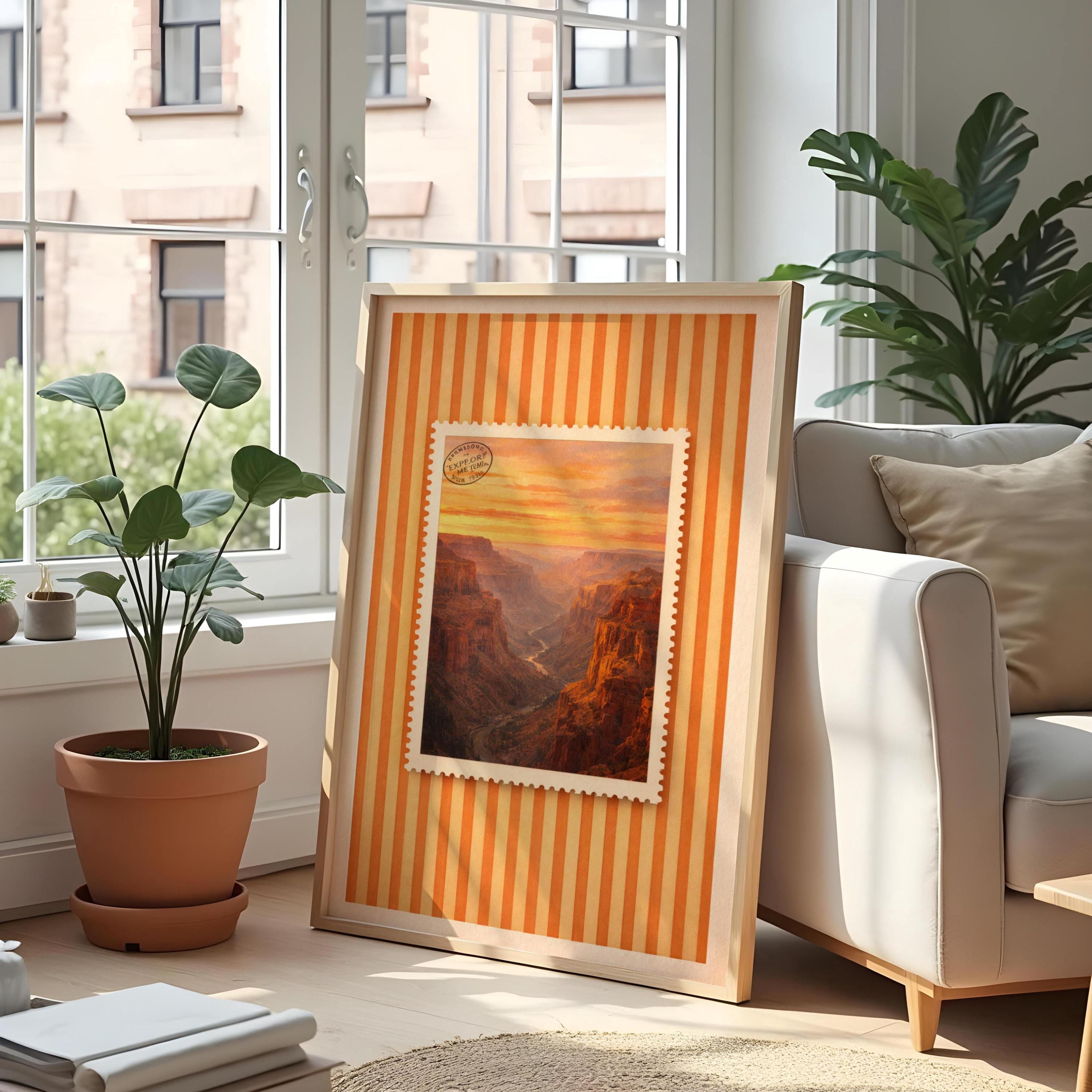 Canyon Wall Art Vintage Stamp Sunset Print Home Decor Office Wall Art ...