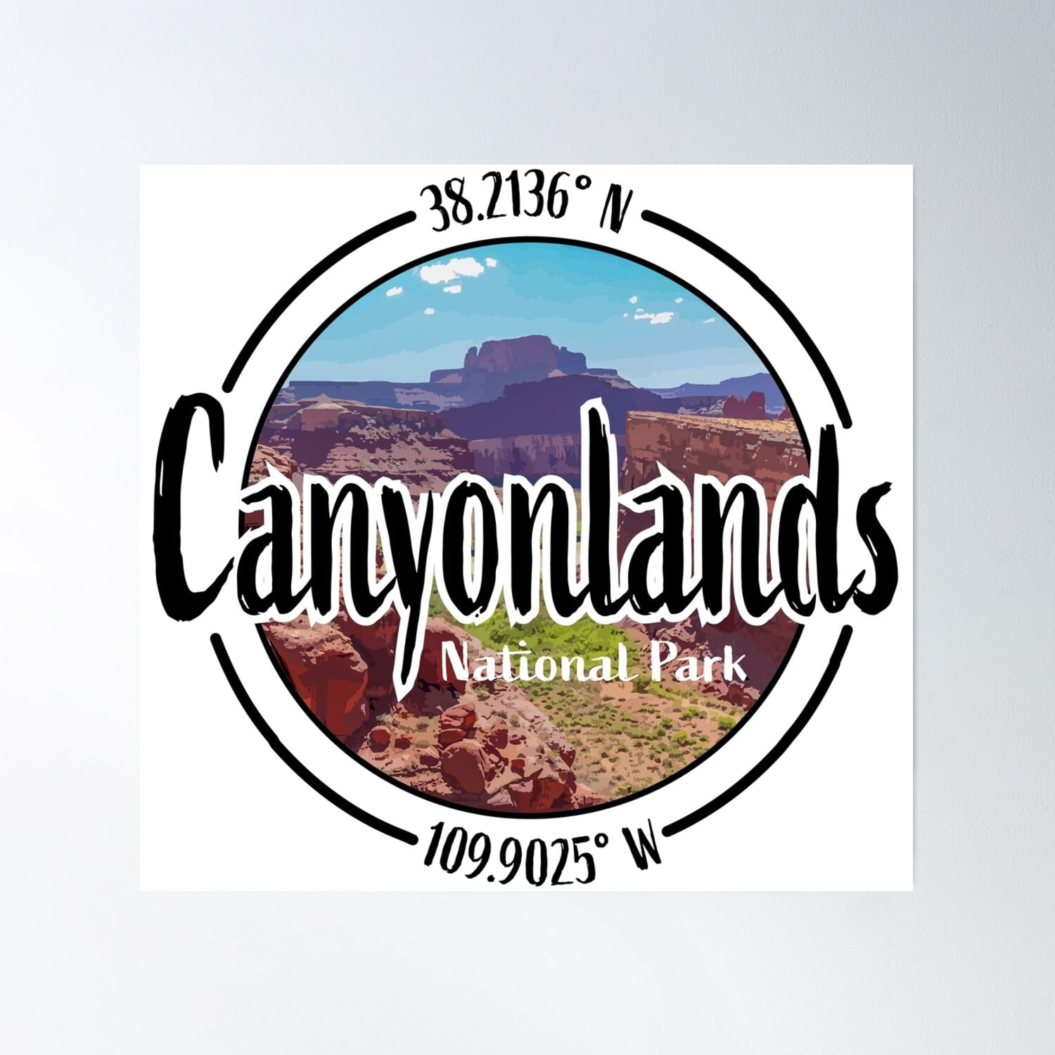 Canyonlands Design With Latitude And Longitude Poster Wall Art, Modern ...