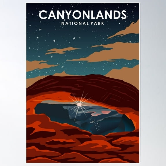 Charten Night Mountain Moon Poster Vibrant Boho Wall Art, 16x24 ...