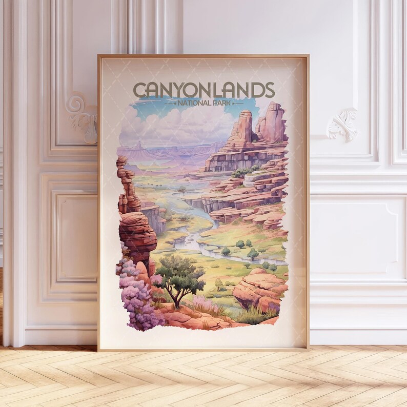 Canyonlands National Park Watercolor Poster – US National Parks – Soft ...