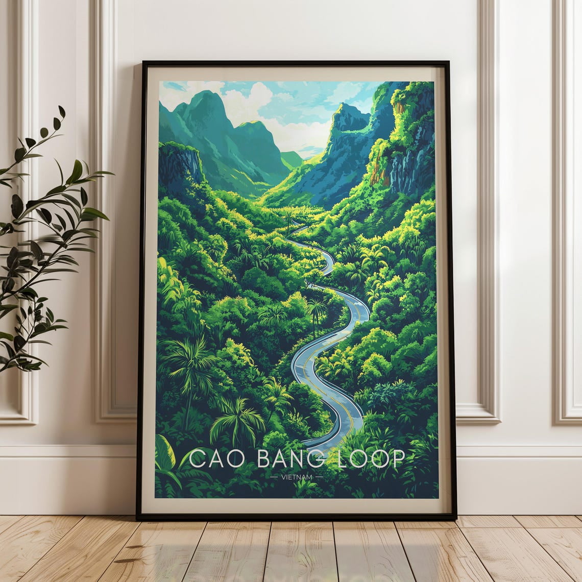 Cao Bang Loop Travel Poster - Vietnam Wall Art Print, Scooter Home & Office Decor, Gift Idea ...