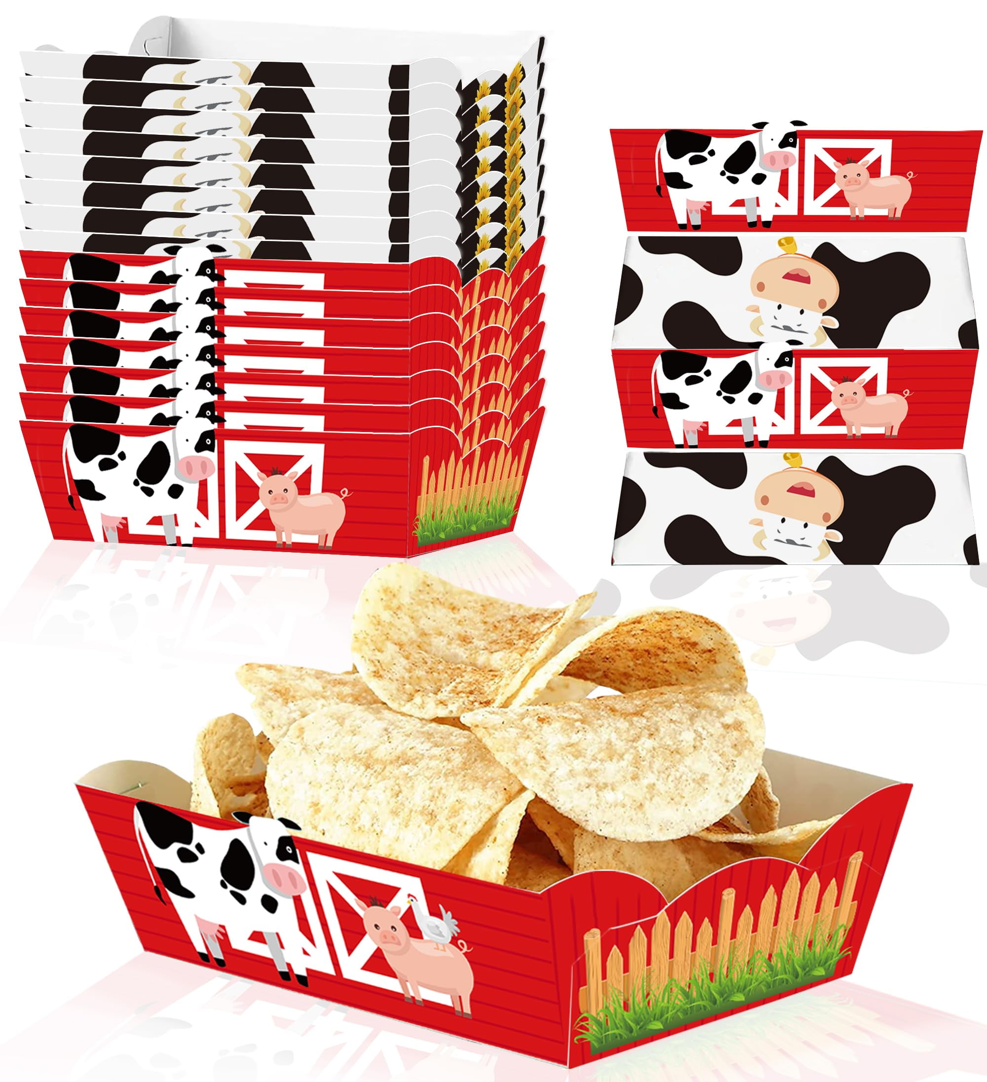 Caoekego 24 Pcs Farm Animal Snack AIS1 Bowl Party Supplies，Farm Food ...