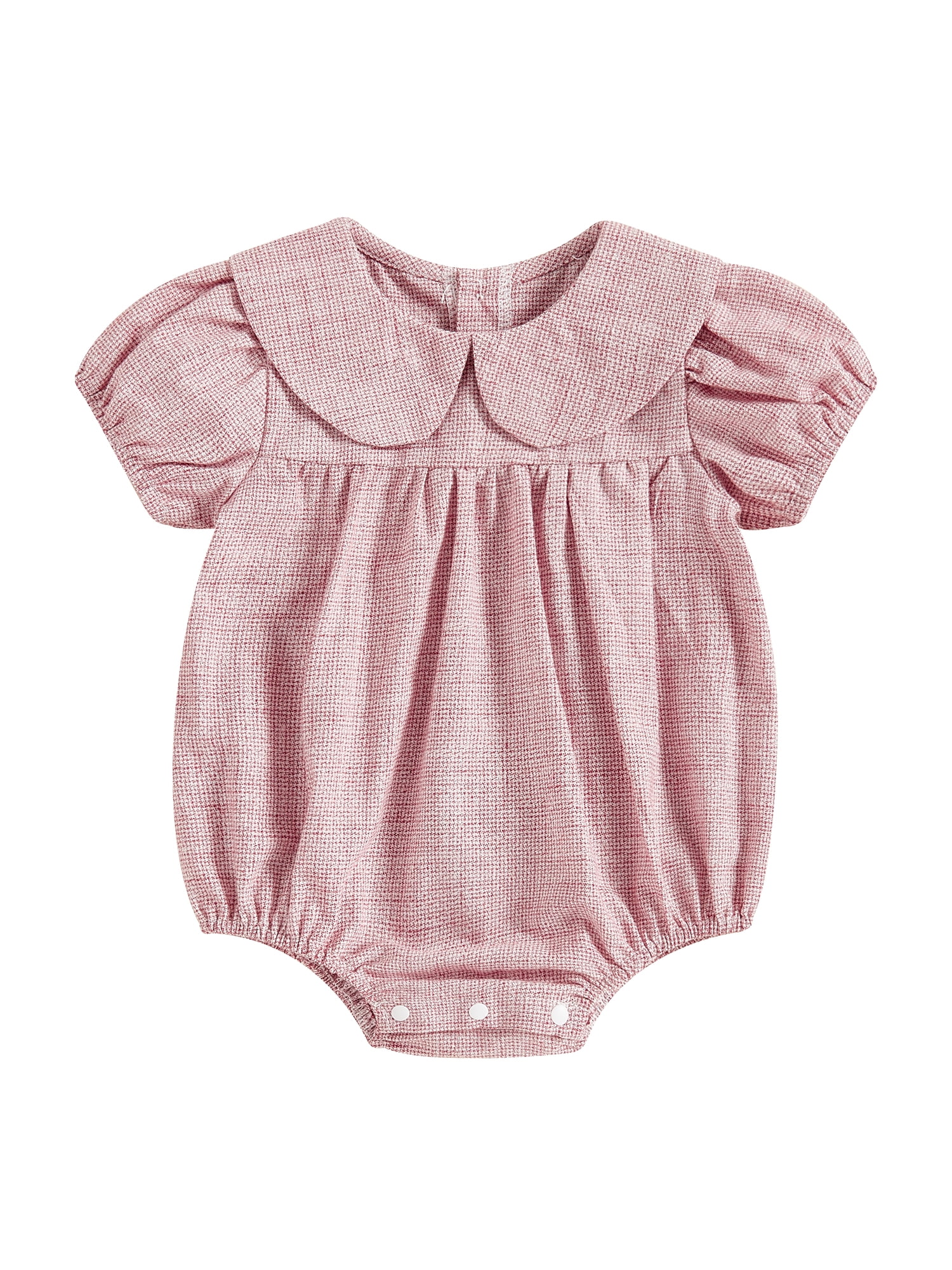 Caoirhny 0-18M Baby Girls Romper, Short Sleeve Doll Collar Plaid Infant ...