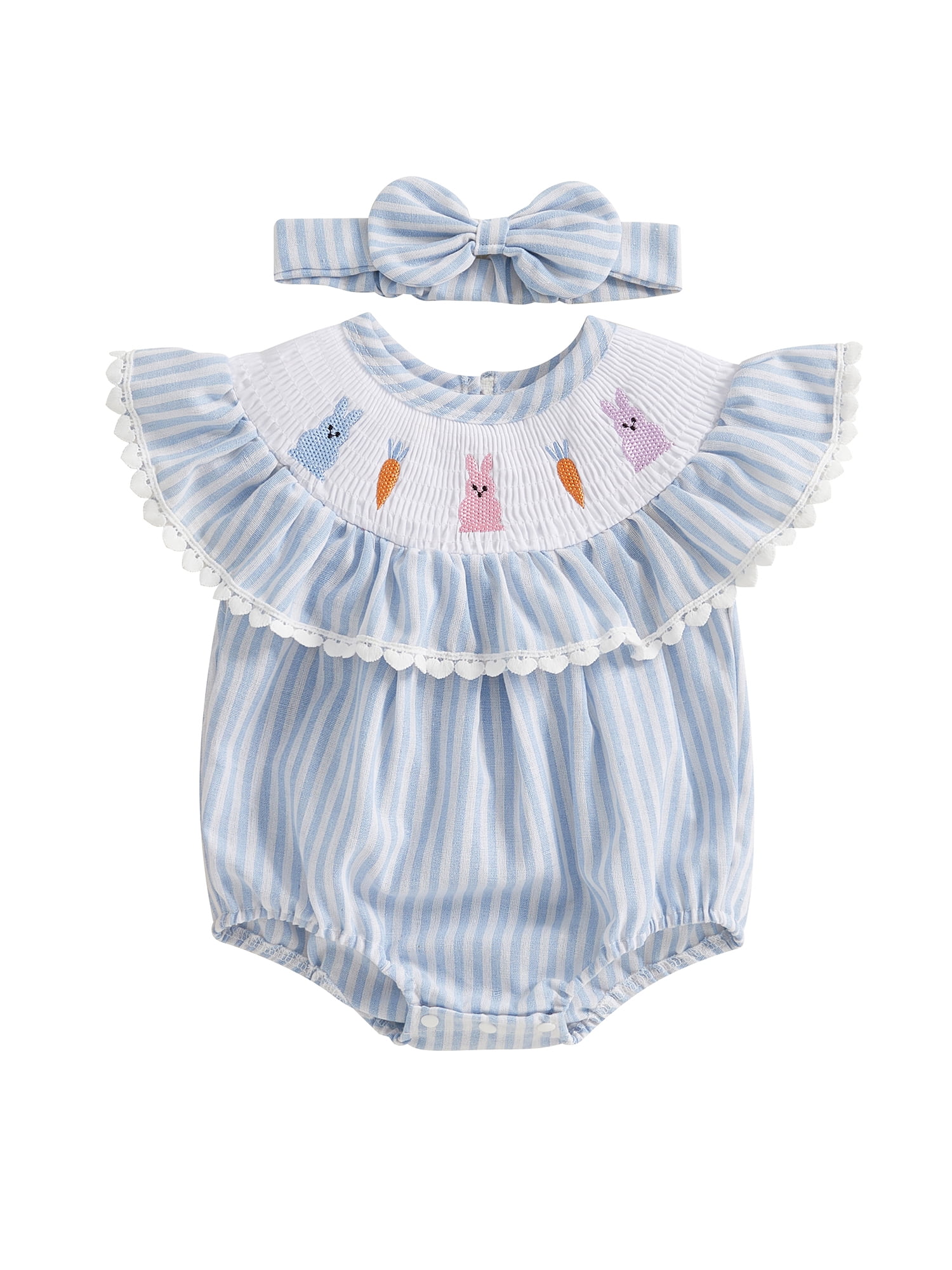 Caoirhny 0-18M Baby Girls Rompers Easter Clothes Rabbit Carrot ...