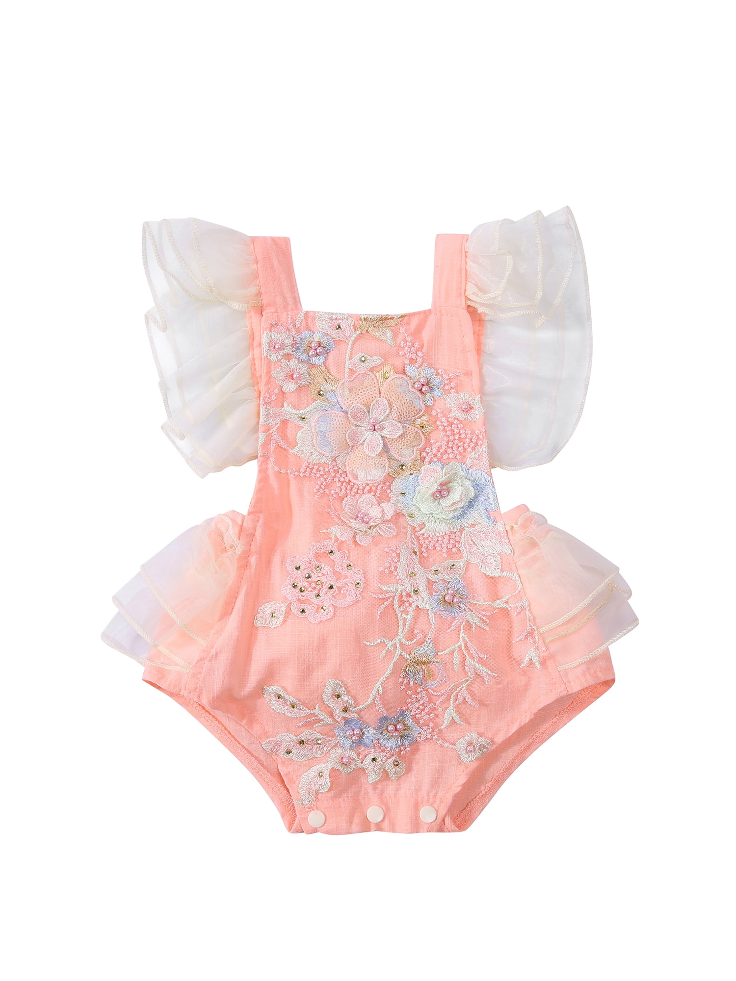 Caoirhny 0-24 Months Newborn Baby Girls Summer Jumpsuits Ruffle Sleeve ...