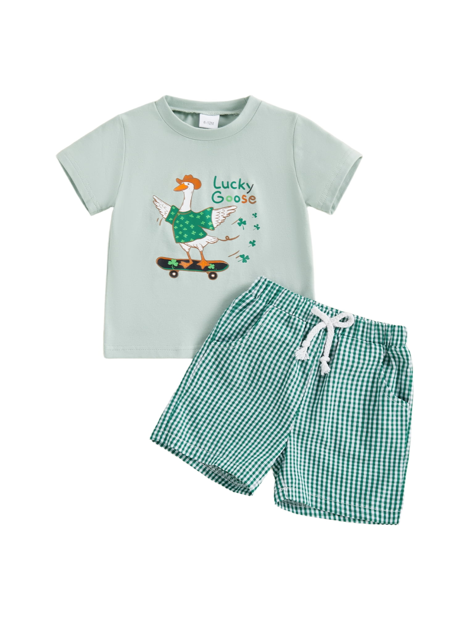 Caoirhny 2Pcs Baby Boy Spring Outfits Short Sleeve Goose Print T-Shirt ...