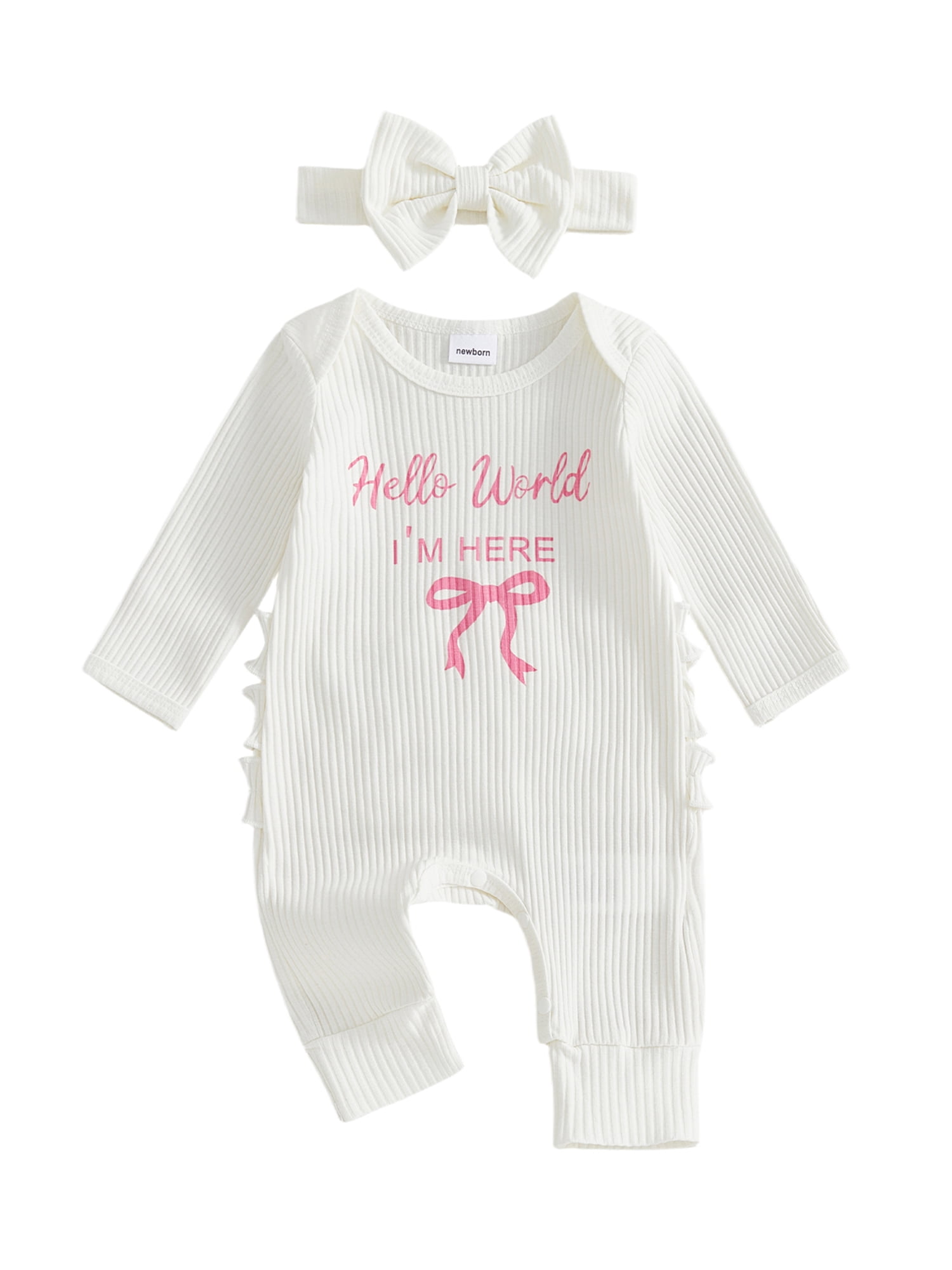 Caoirhny 2Pcs Newborn Baby Girl Outfit Long Sleeve Crew Neck Letters ...