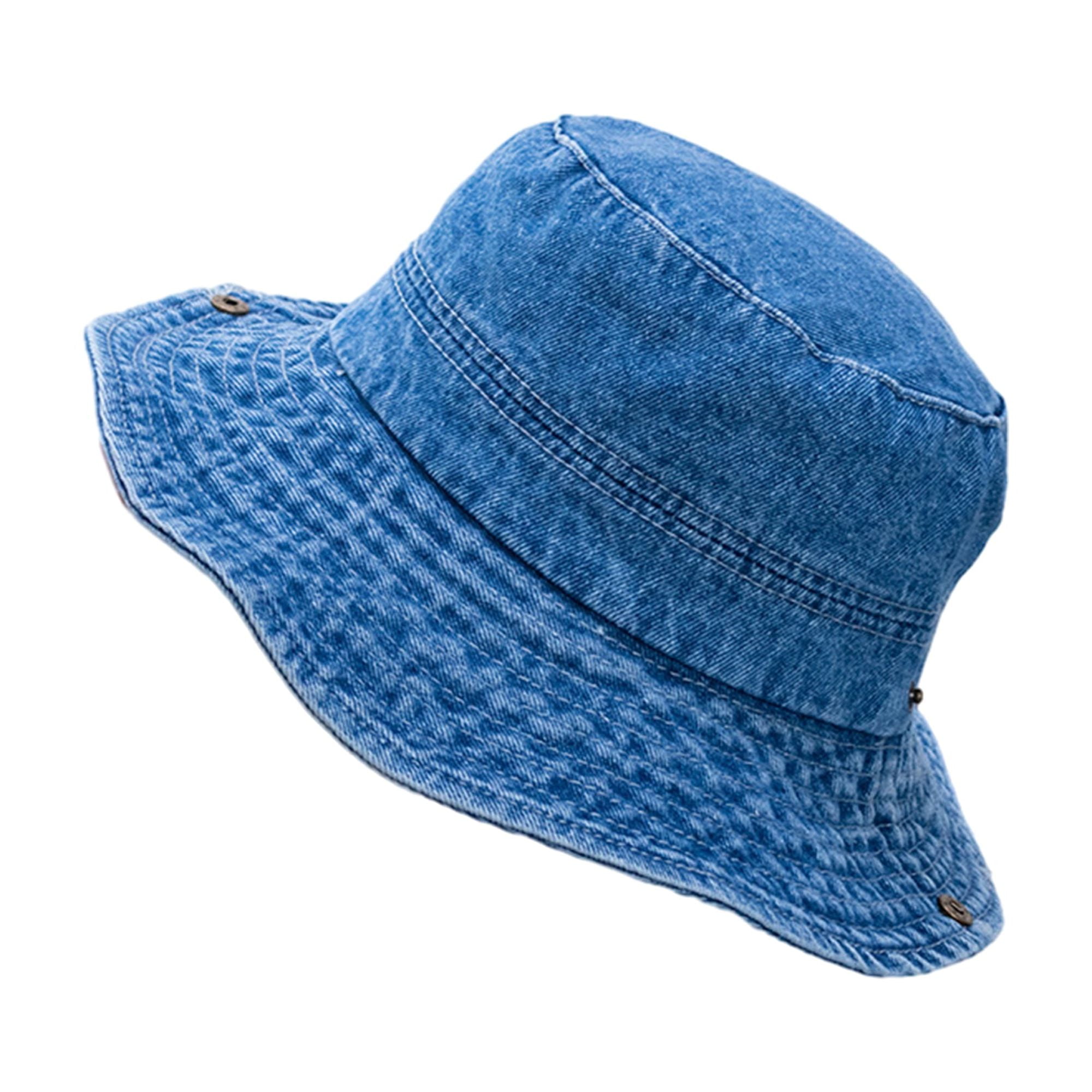 Caoirhny Adult Denim Bucket Hat Solid Color Summer Sun Protection Hat ...
