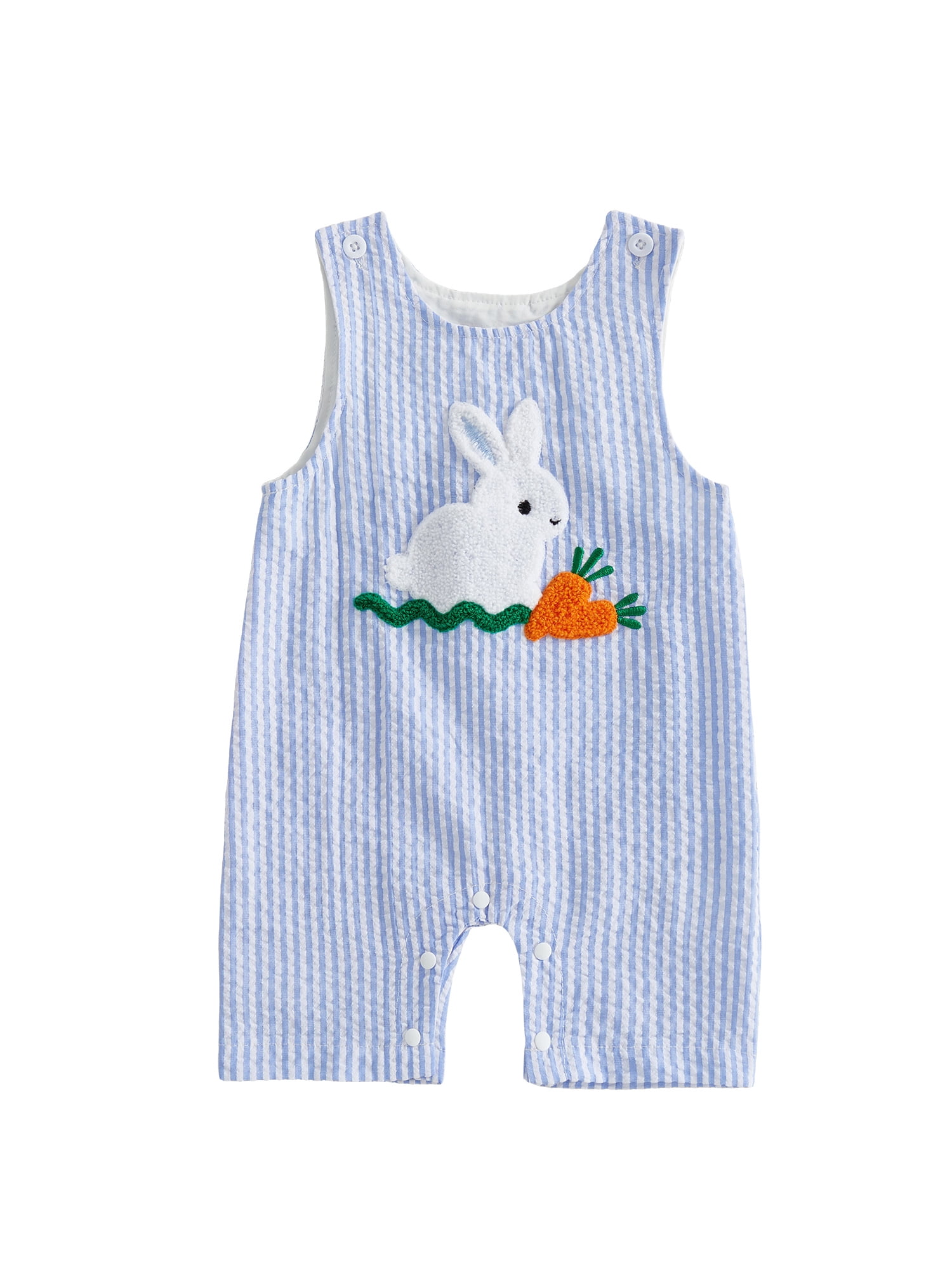 Caoirhny Baby Boy Easter Romper Sleeveless Round Neck Bunny Embroidery ...