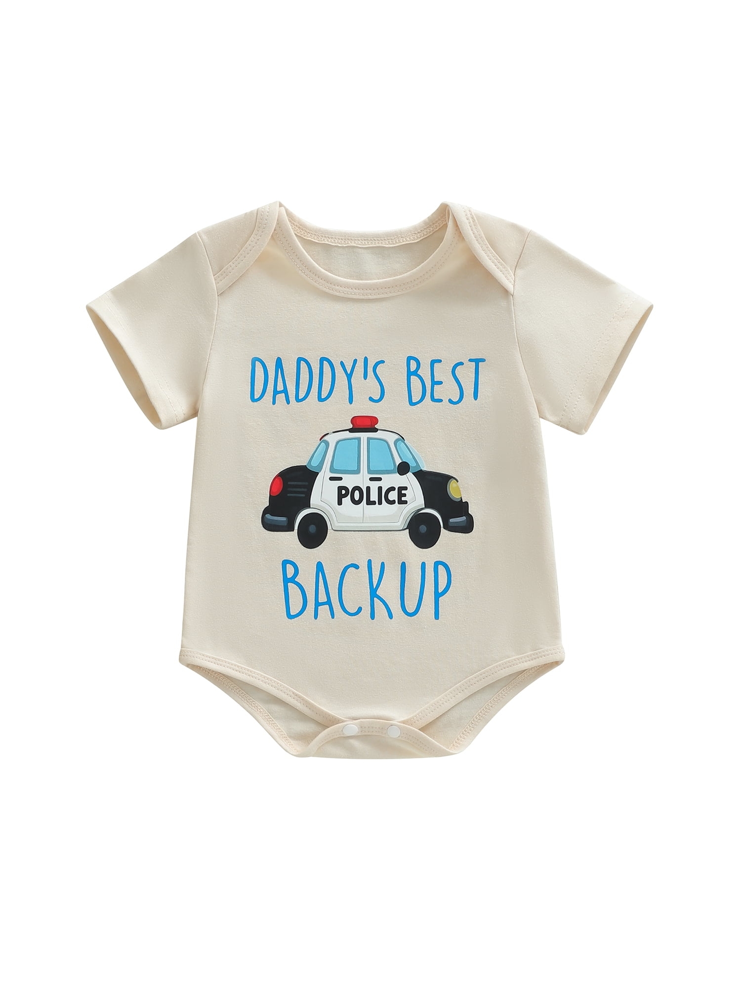 Caoirhny Baby Boy Romper Short Sleeve Round Neck Jesus/Police Car Print ...