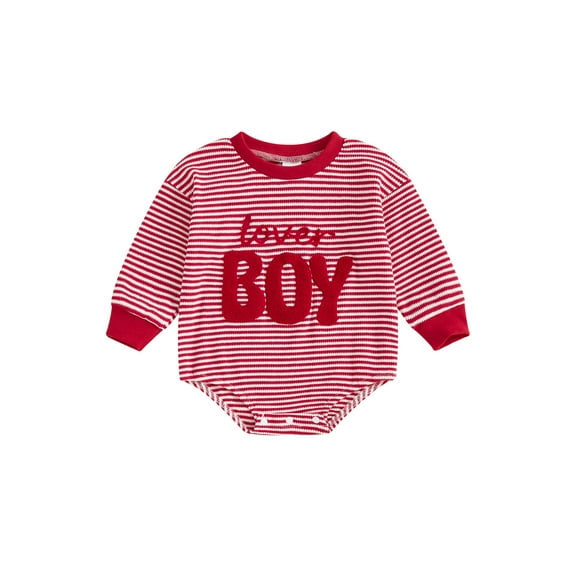 Caoirhny Baby Boy Valentine's Day Romper Long Sleeve Round Neck Letter ...