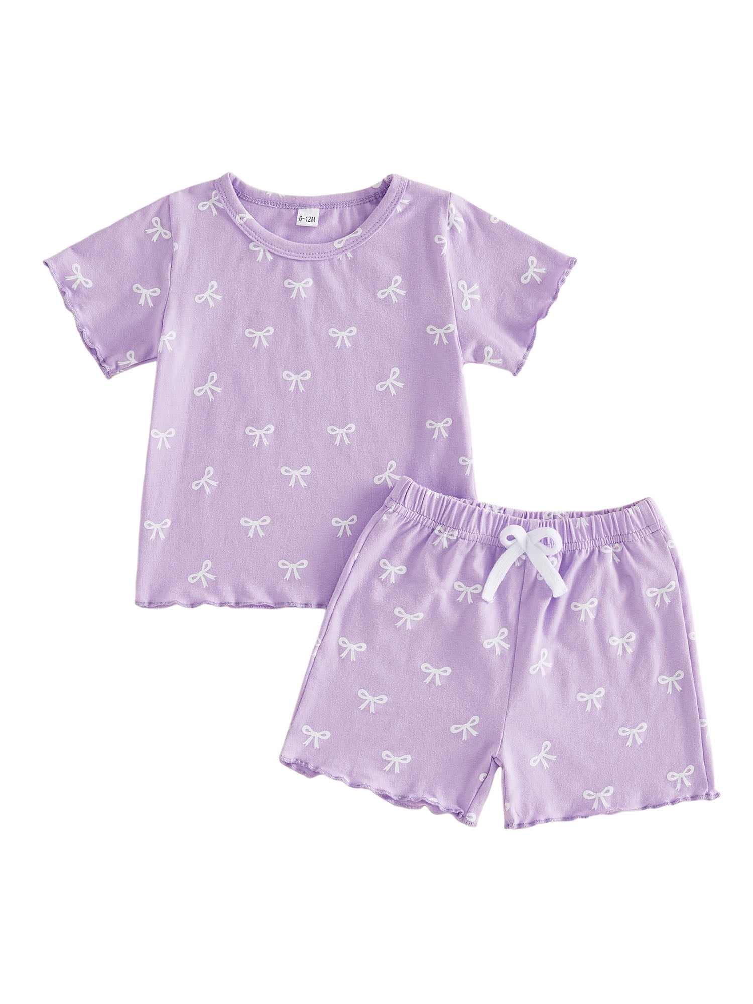 Caoirhny Baby Girl 2Pcs Summer Outfits Short Sleeve Bow Print Tops and ...