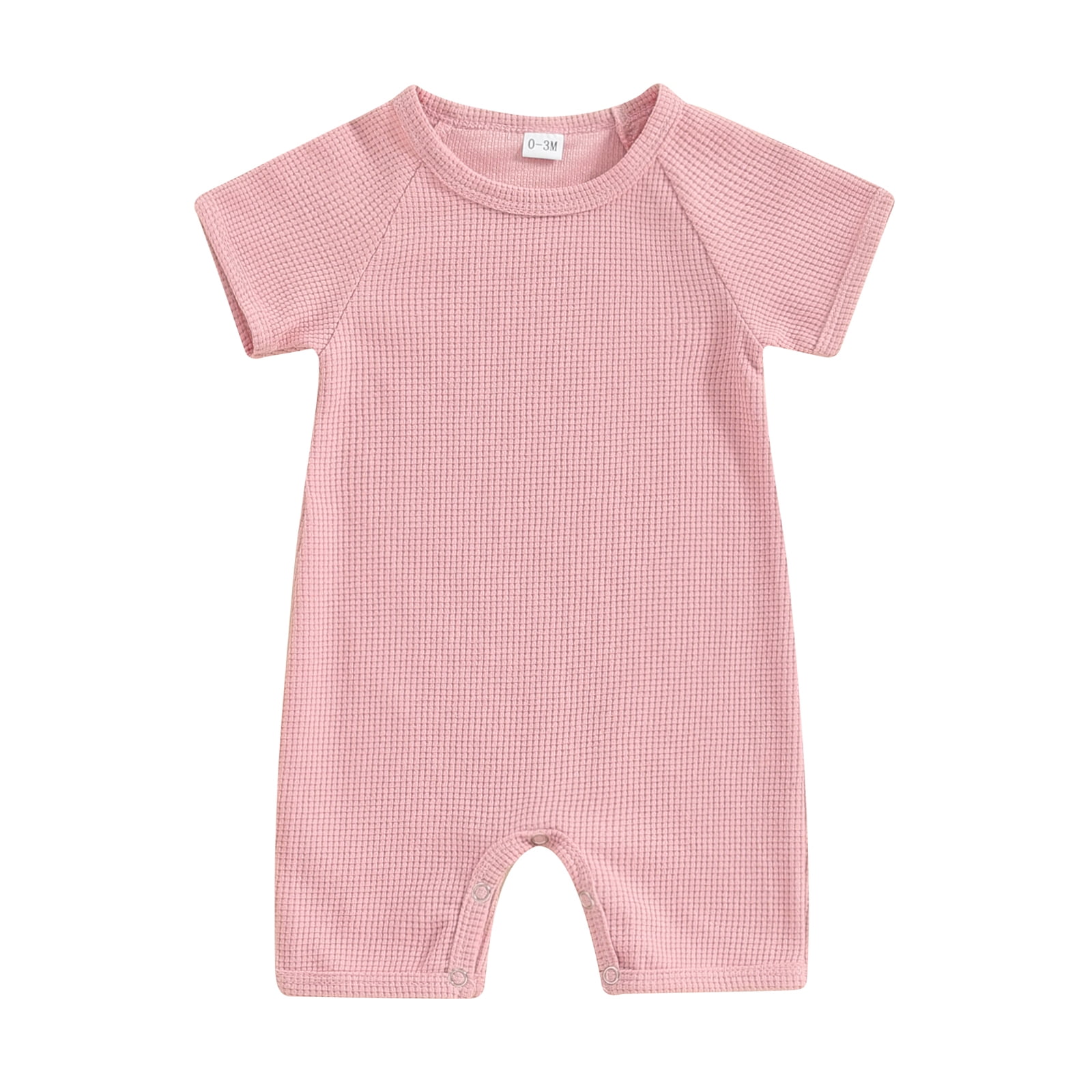 Caoirhny Baby Girls Boys Romper Solid Color Short Sleeve Crew Neck ...