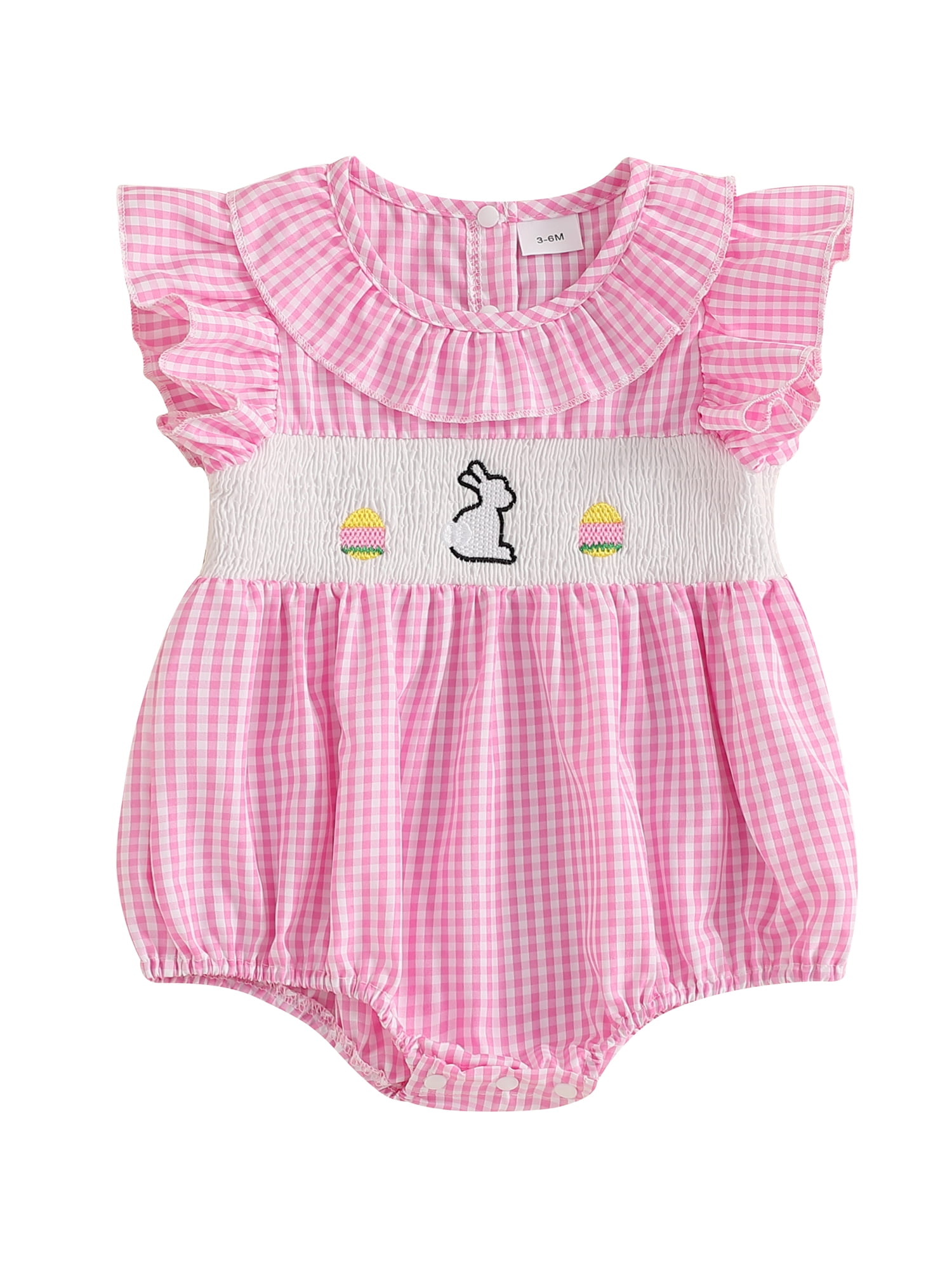 Caoirhny Baby Girls Rompers Easter Clothes Rabbit Embroidery Plaid ...