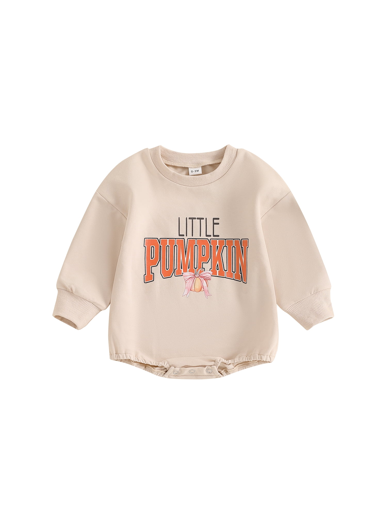 Caoirhny Baby Halloween Sweatshirt Romper Letter Pumpkin Print Round Neck Long Sleeve Bubble ...